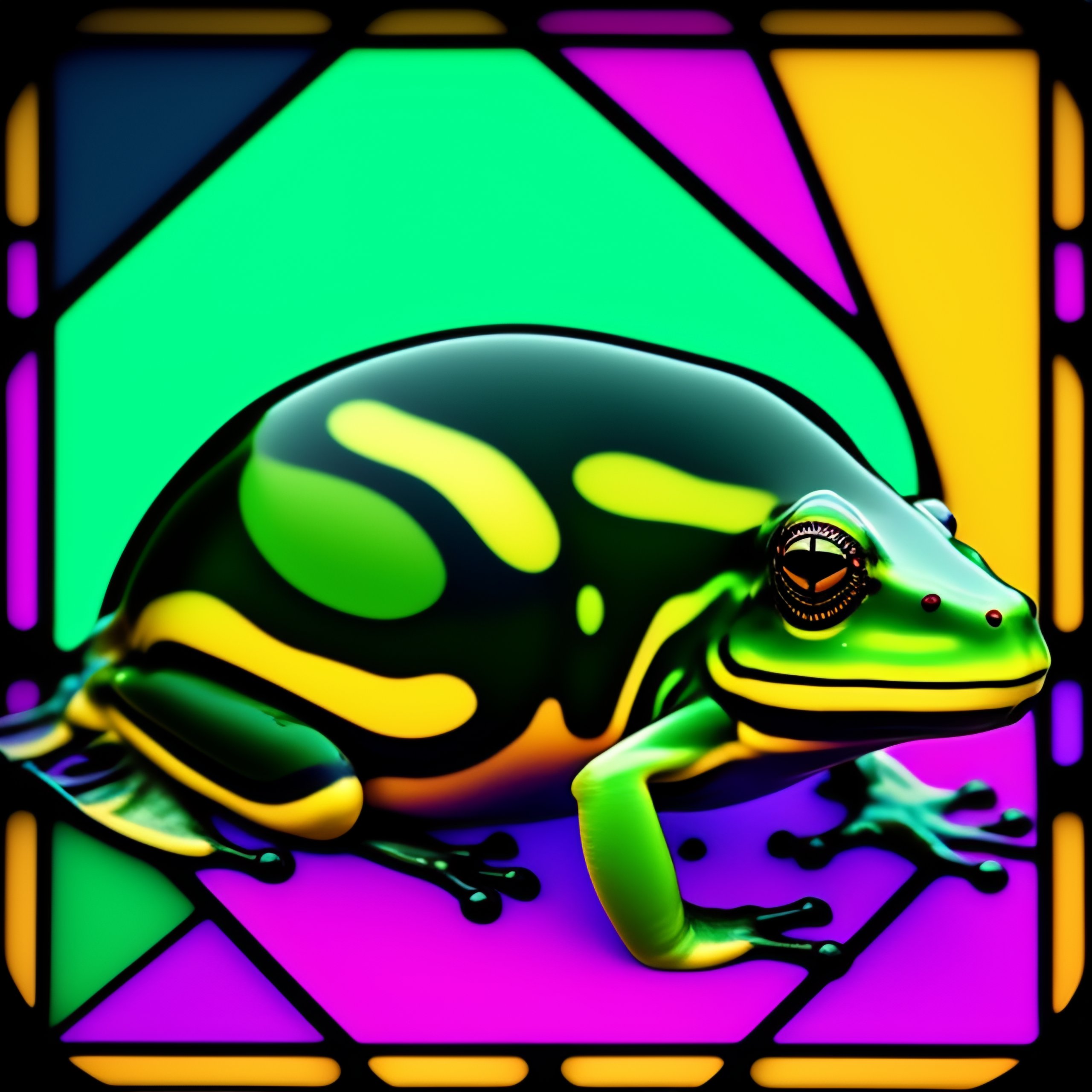 Lexica - Stained glass frog, geometric lines
