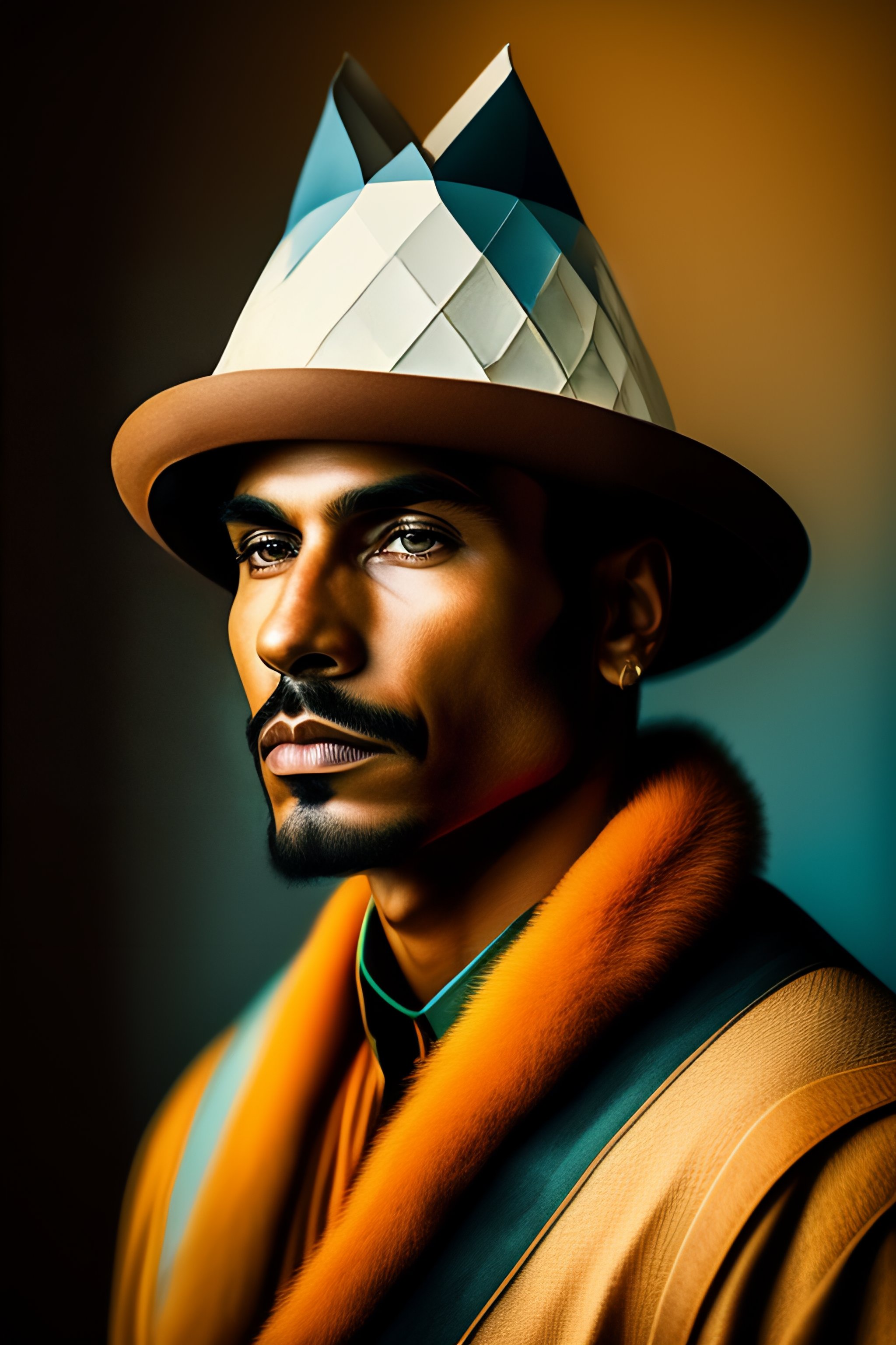 Lexica - Photo of loba man with paper hat