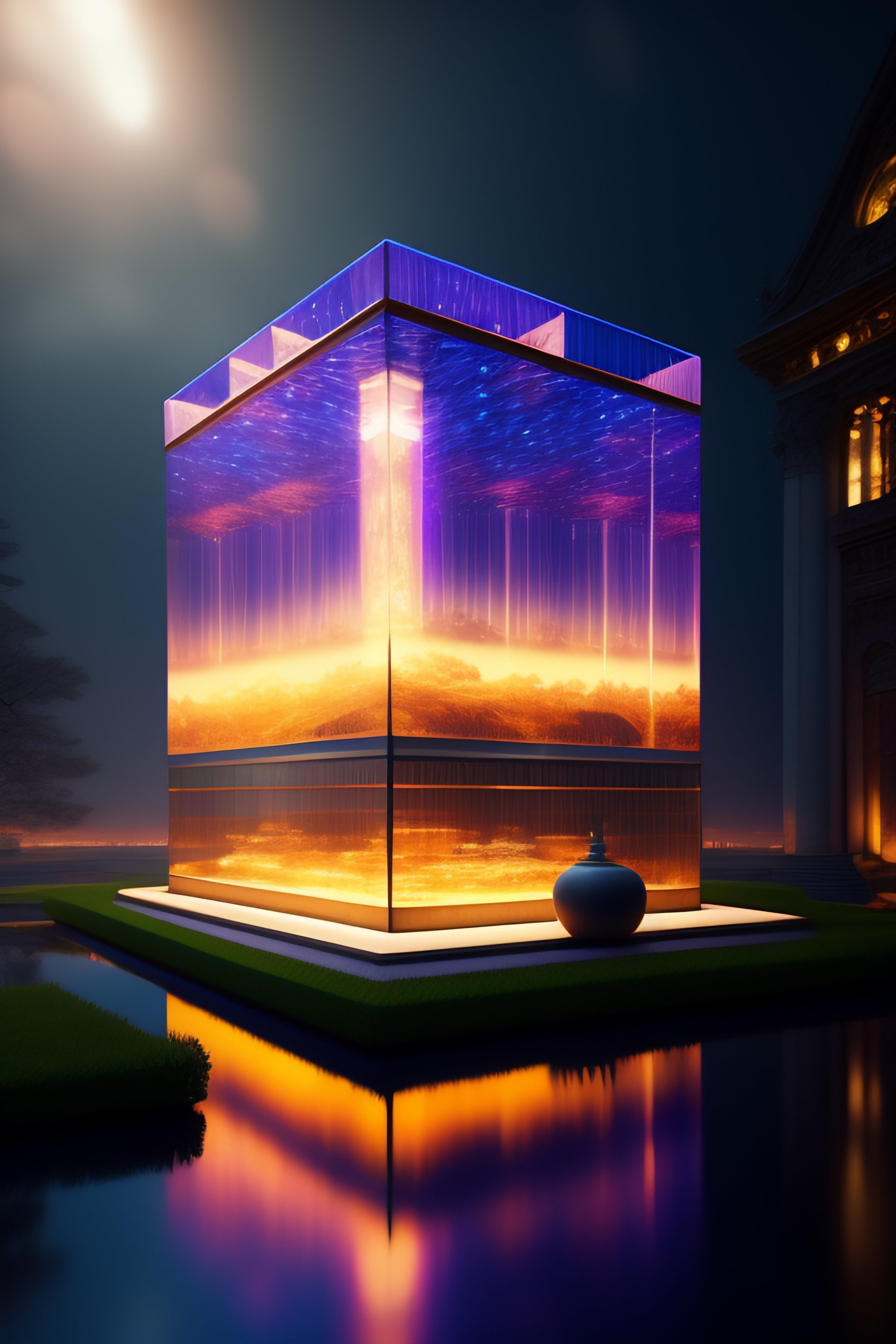 Lexica - ""epic shot of a huge lighting in a beautiful glass box ...