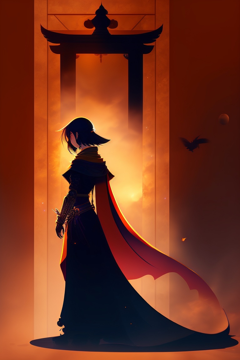 Lexica - Shadow figure on a ancient scroll, anime style