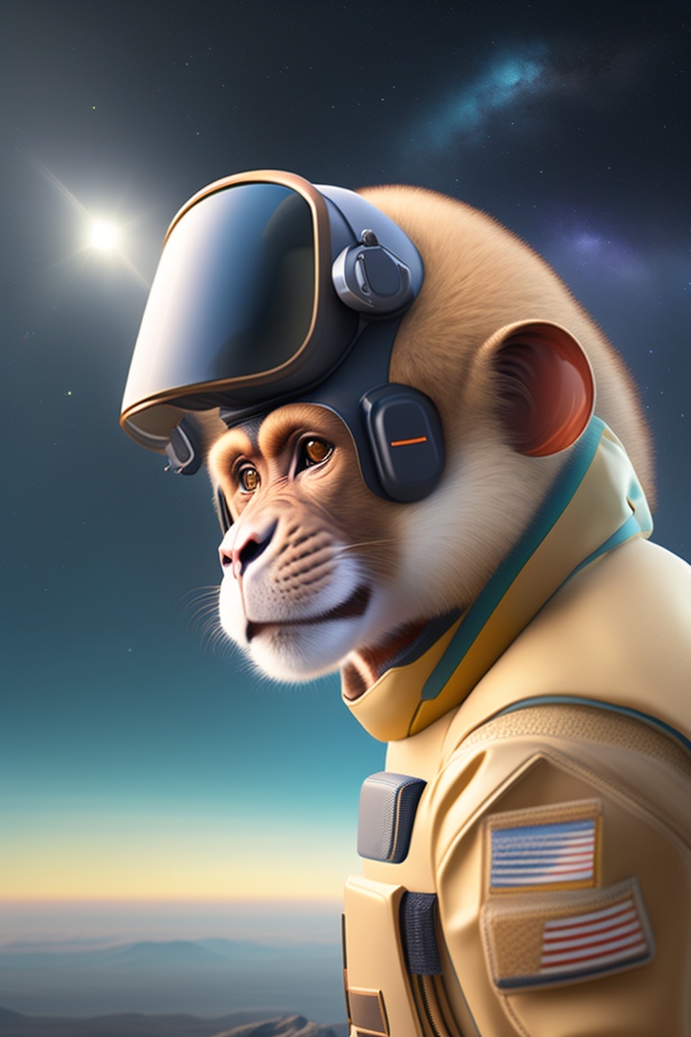 Lexica - A monkey with an eyepatch wearing an astronaut helmet looking ...