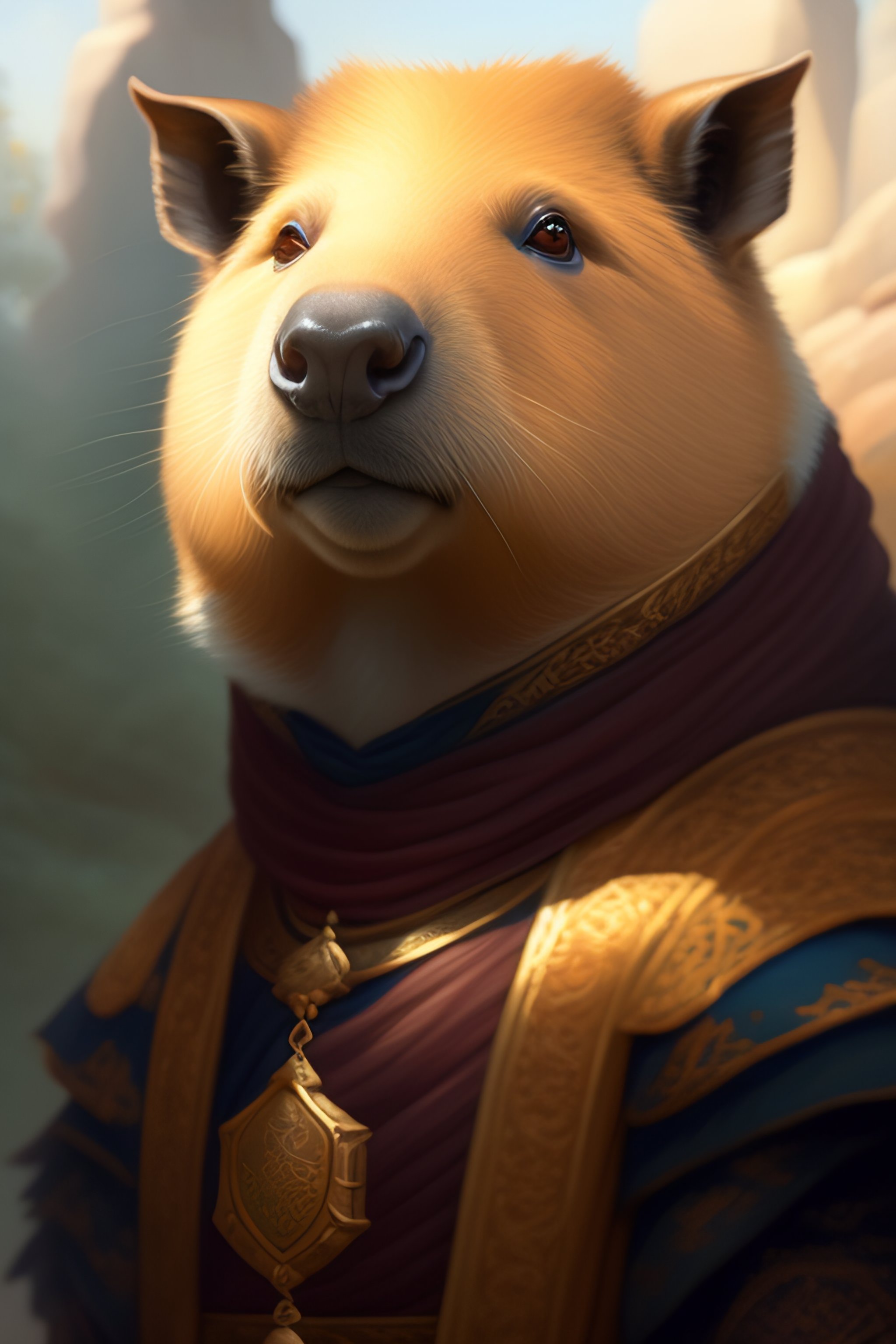 Lexica - A detailed portrait of capybara illustrator, by justin gerard ...