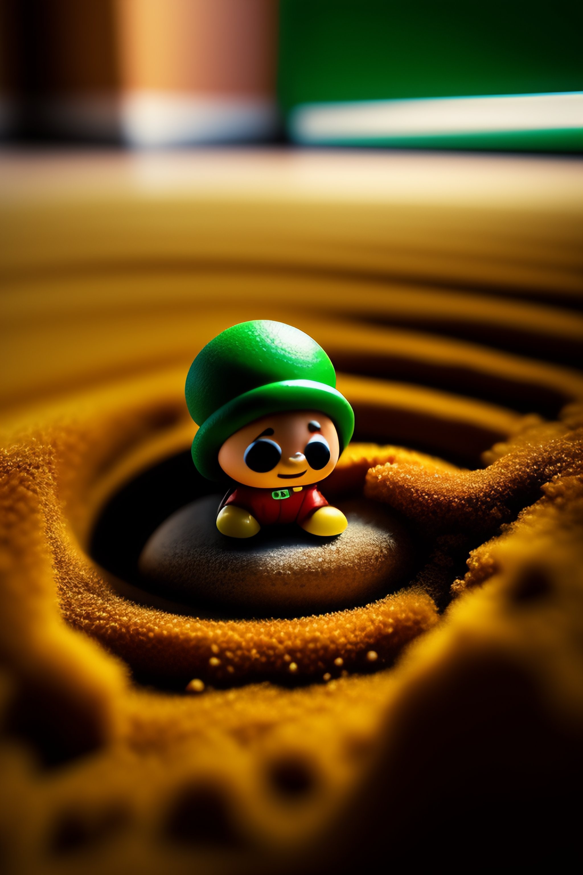 Lexica - Macro, level ground of tiny martian soldier in green living ...