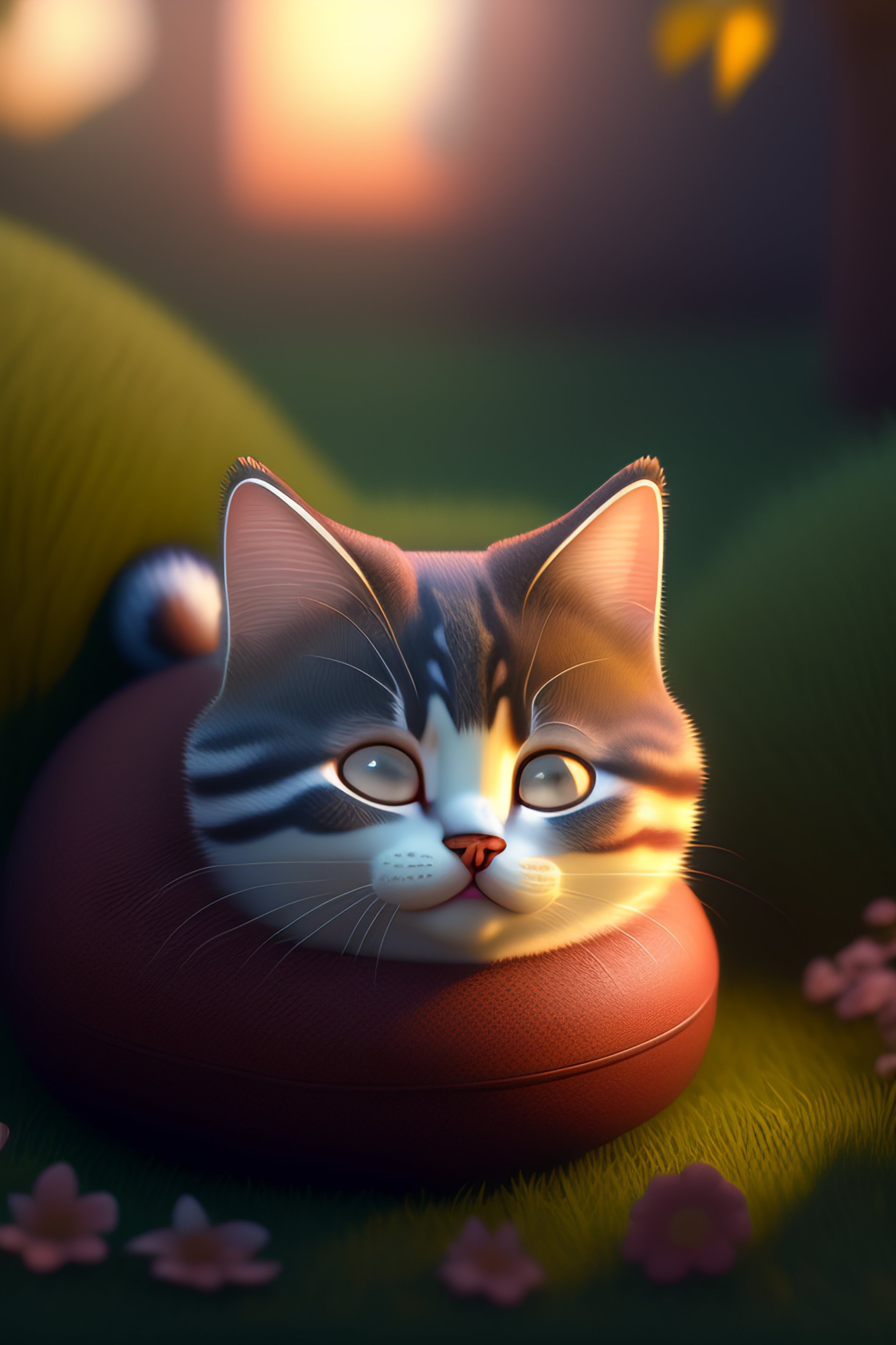Lexica - Cute small cat sleeping in a yard ,unreal engine, cozy indoor ...