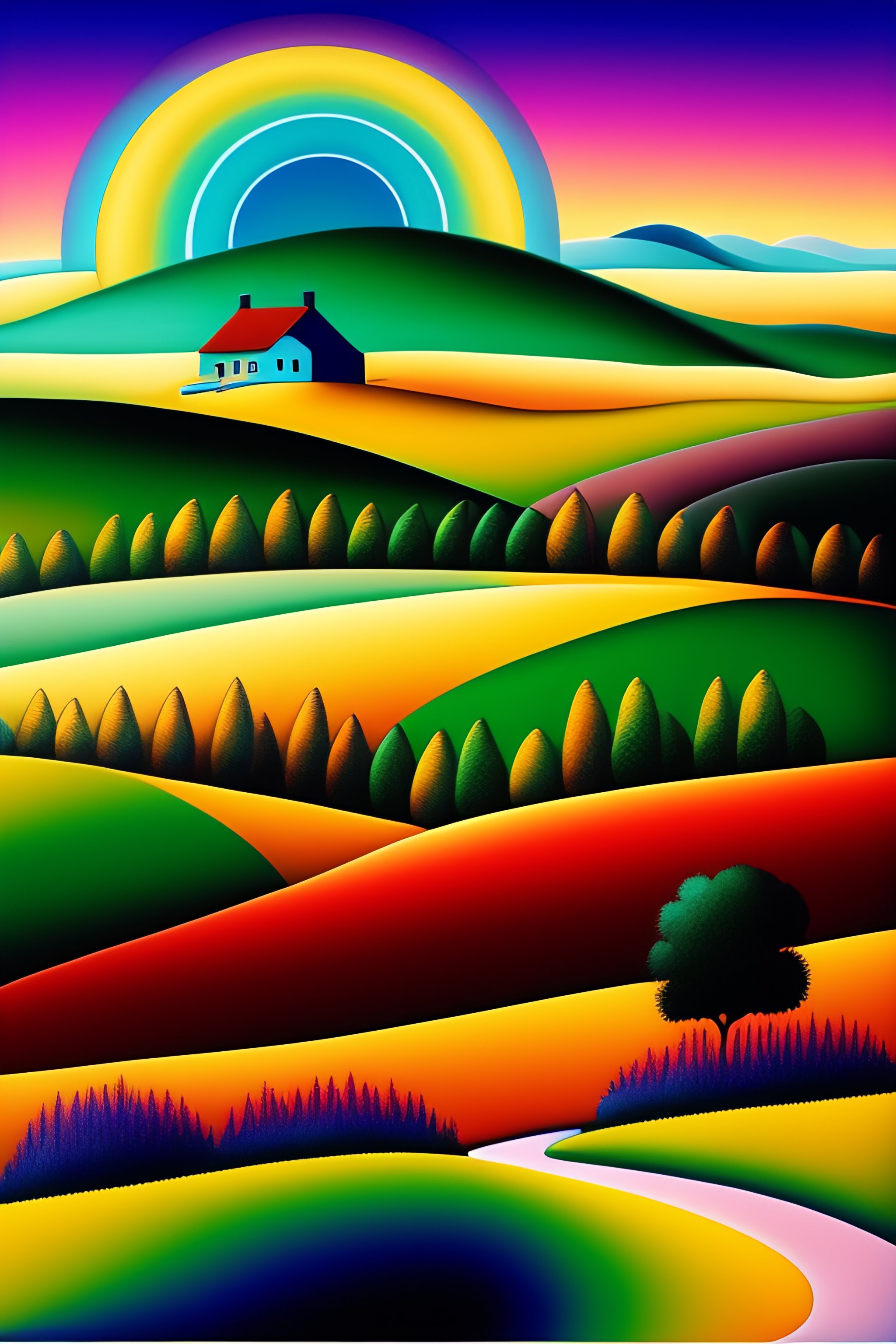 Lexica - Pastoral rural landscape in the style of Kandinsky