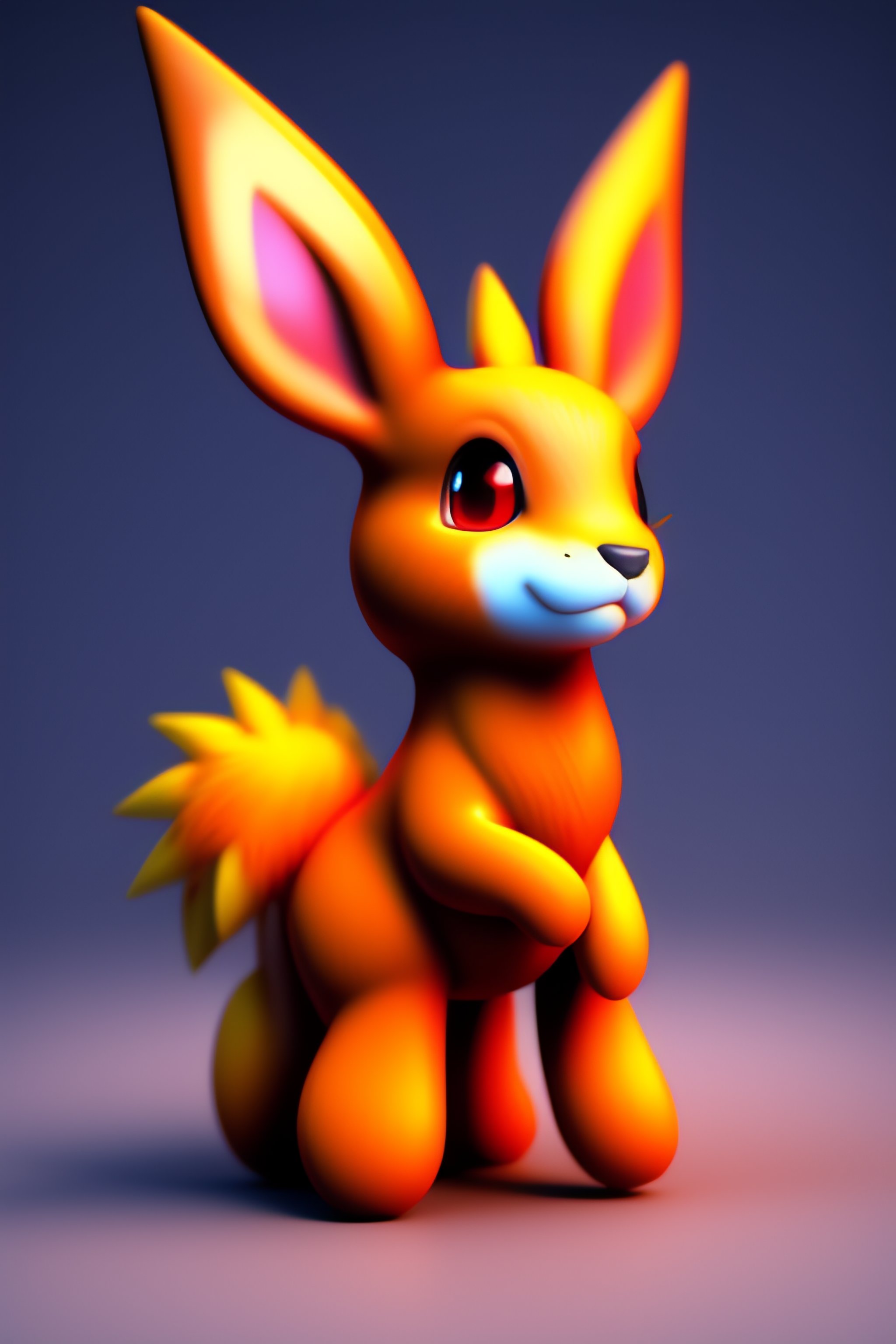 Lexica - Cute 3d render simple cartoon of toy art flareon pokemon