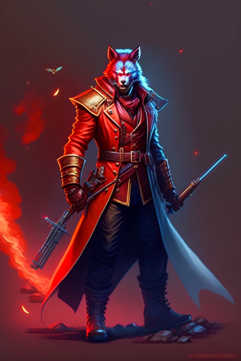 Lexica - Werewolf hunter with rifle red pallete, arkham horror, lovecraft