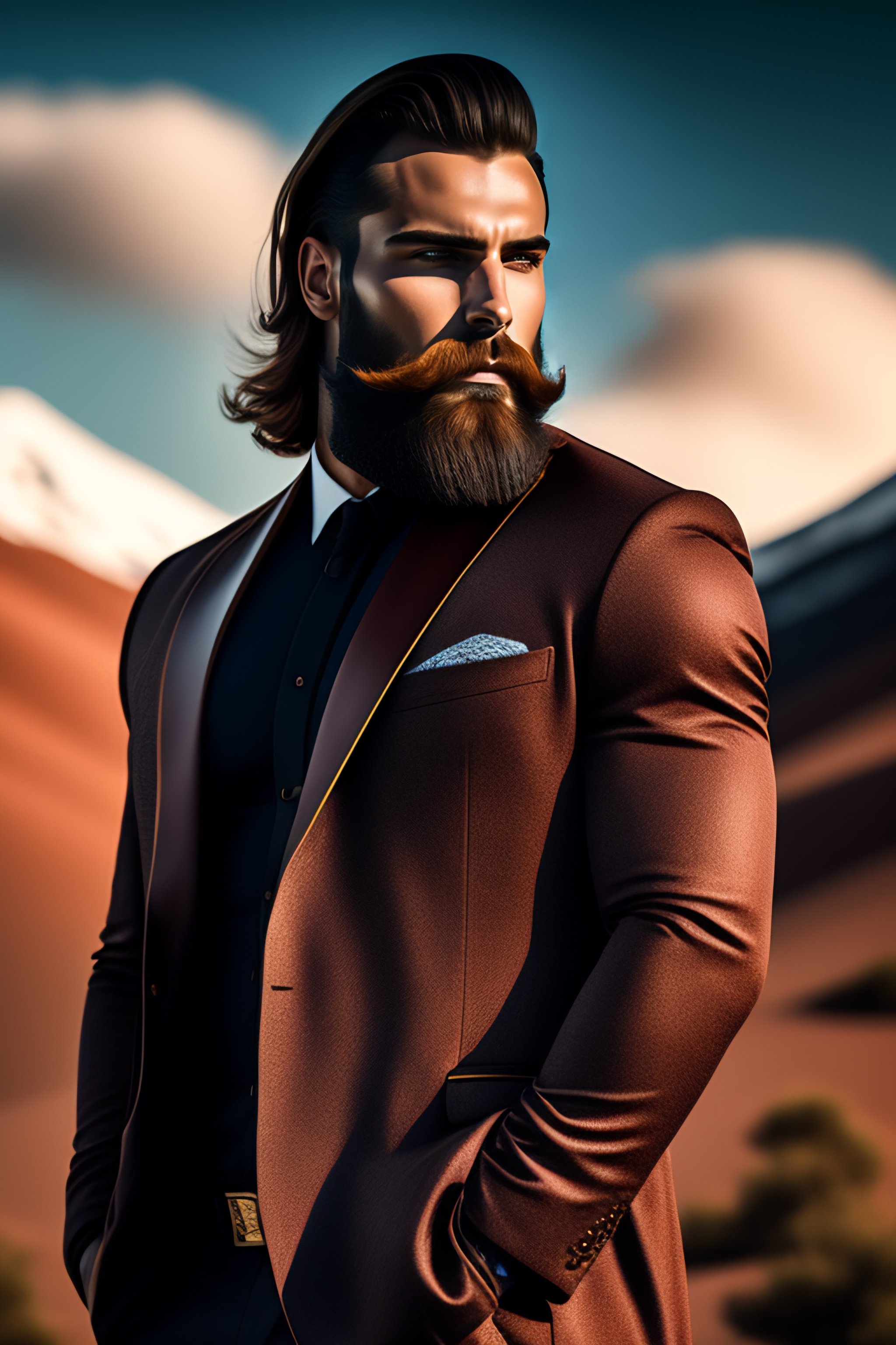 Lexica - 4k photo tall handsome model super beard