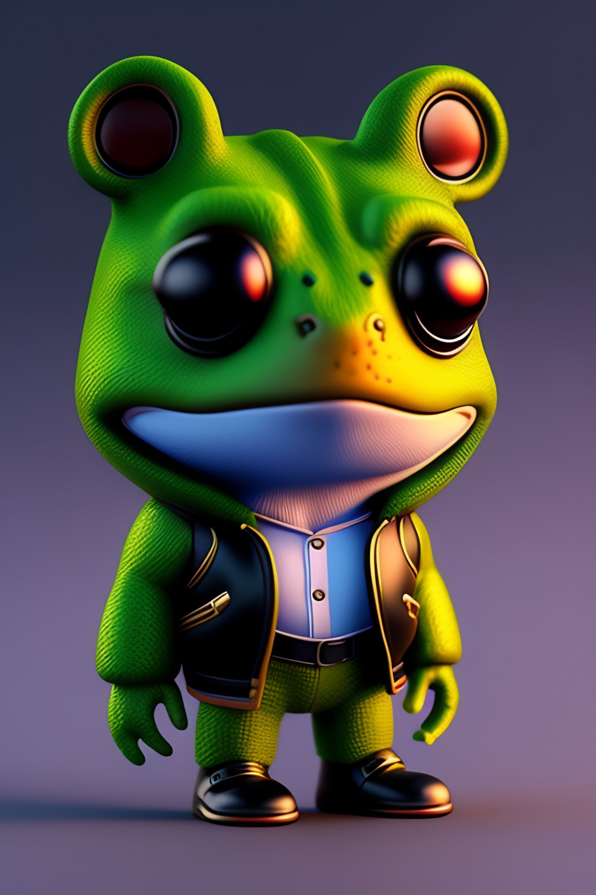 Lexica - Frog character brutal in the jacket, 3d render funko pop