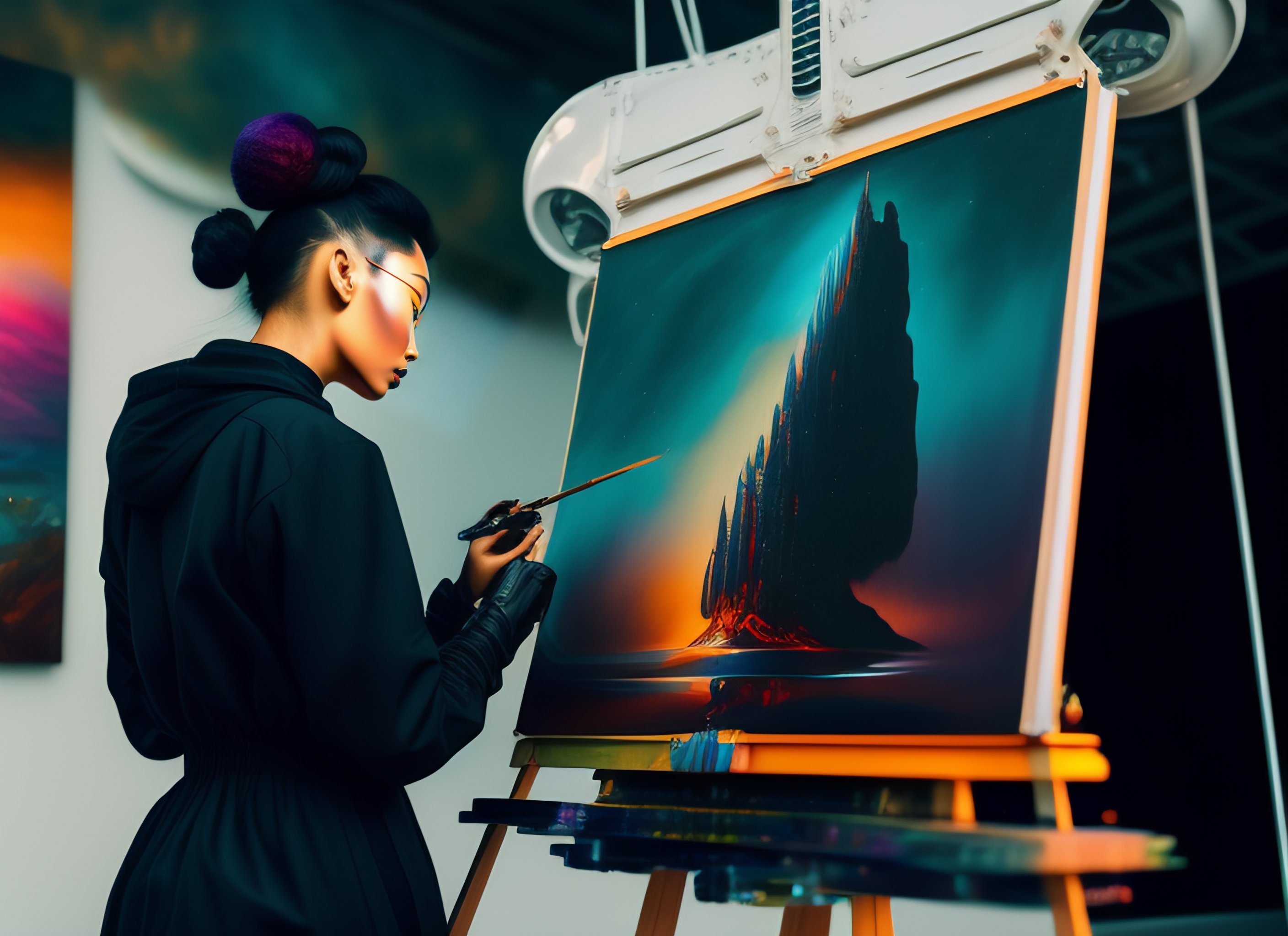 Lexica - Photo of futuristic futuristic robot - painter - artist ...