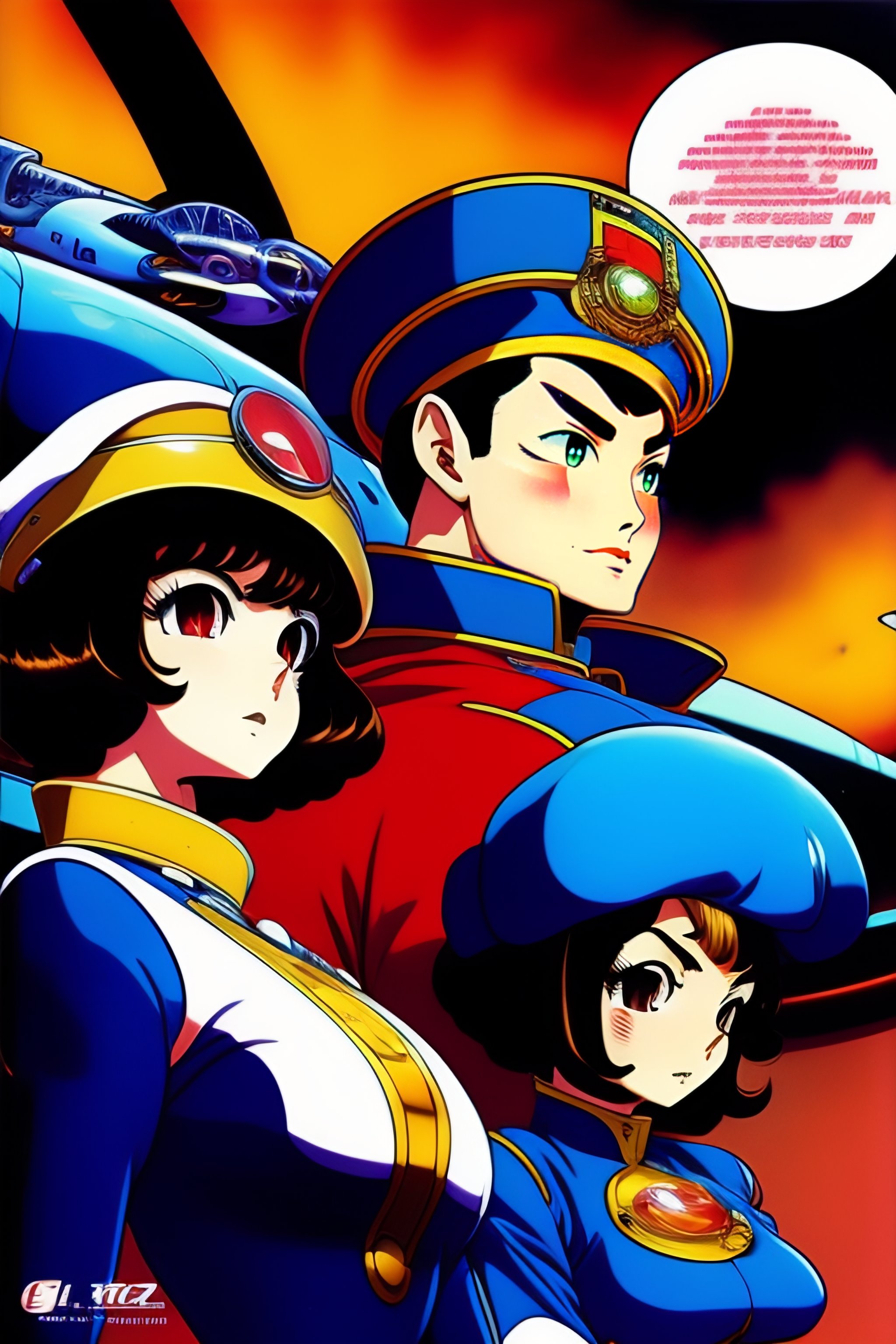 Lexica - Vintage 60's anime style. cluttered starship interior; captain ...