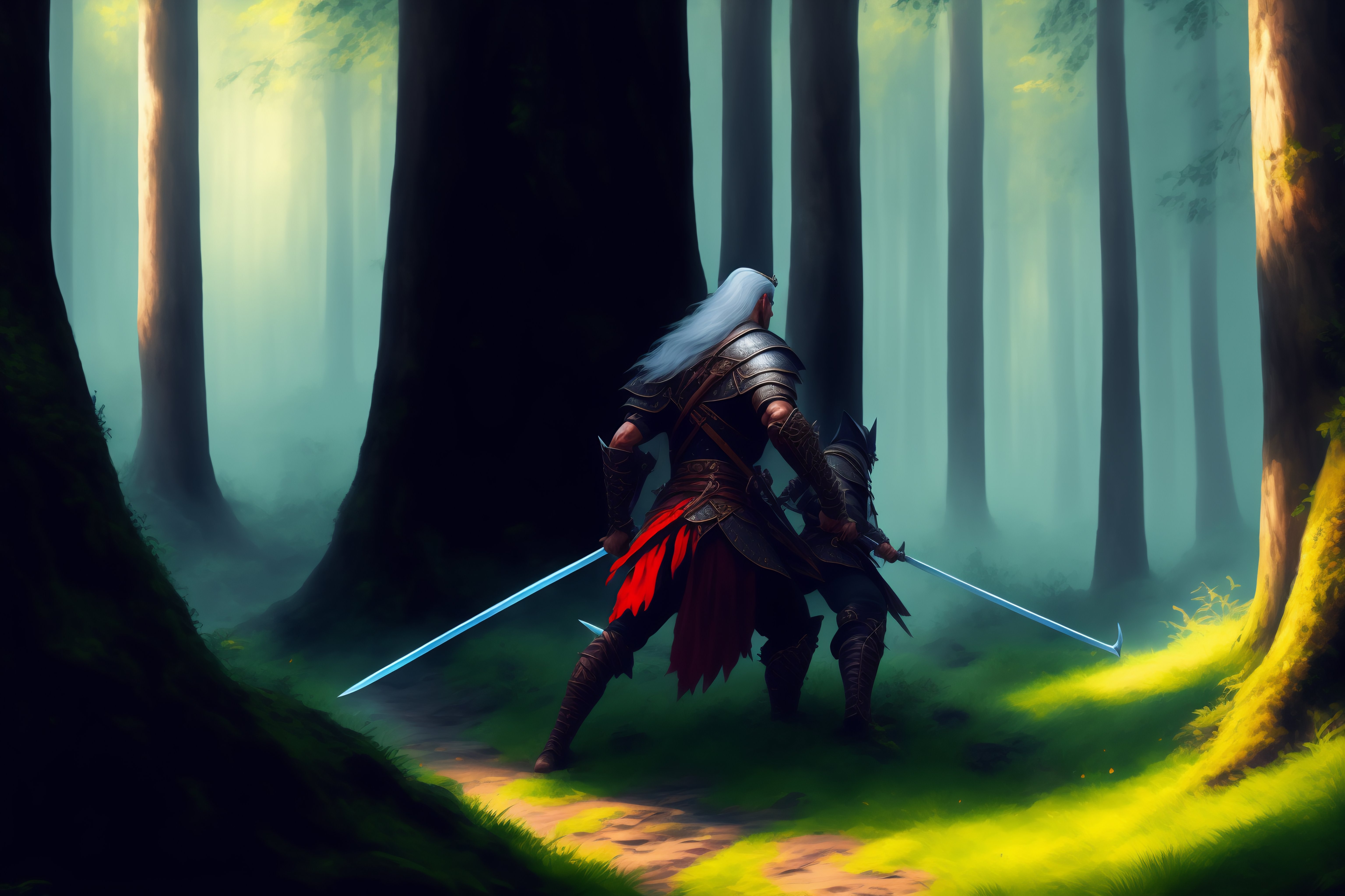 Lexica - Concept art digital painting of two warrior fighting in the ...