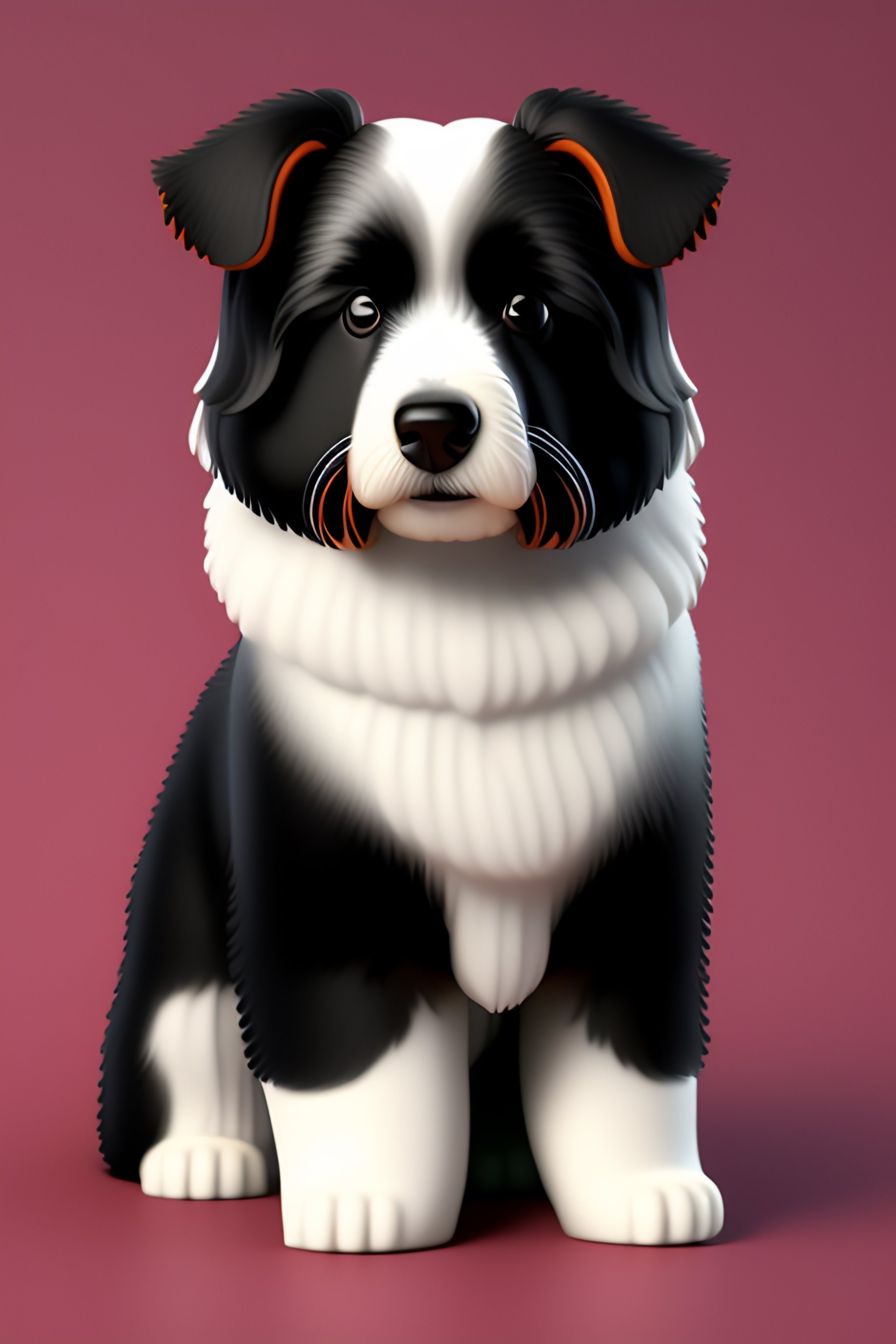 Lexica - Full body 3d render of funko pop white and black Bearded collie