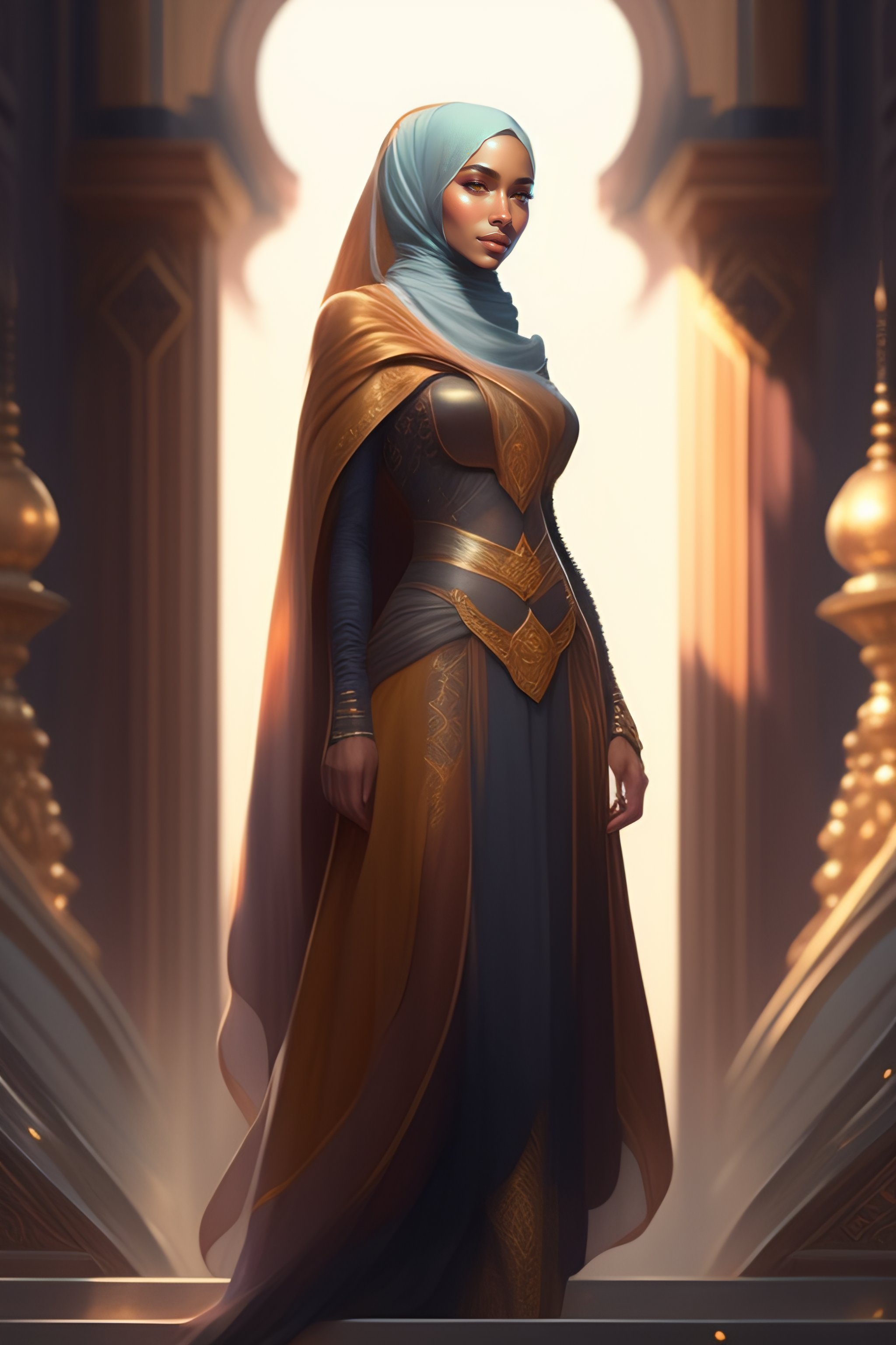 Lexica - Full body rising queen wearing hijab by stanley artgerm lau, greg rutkowski, alphonse ...
