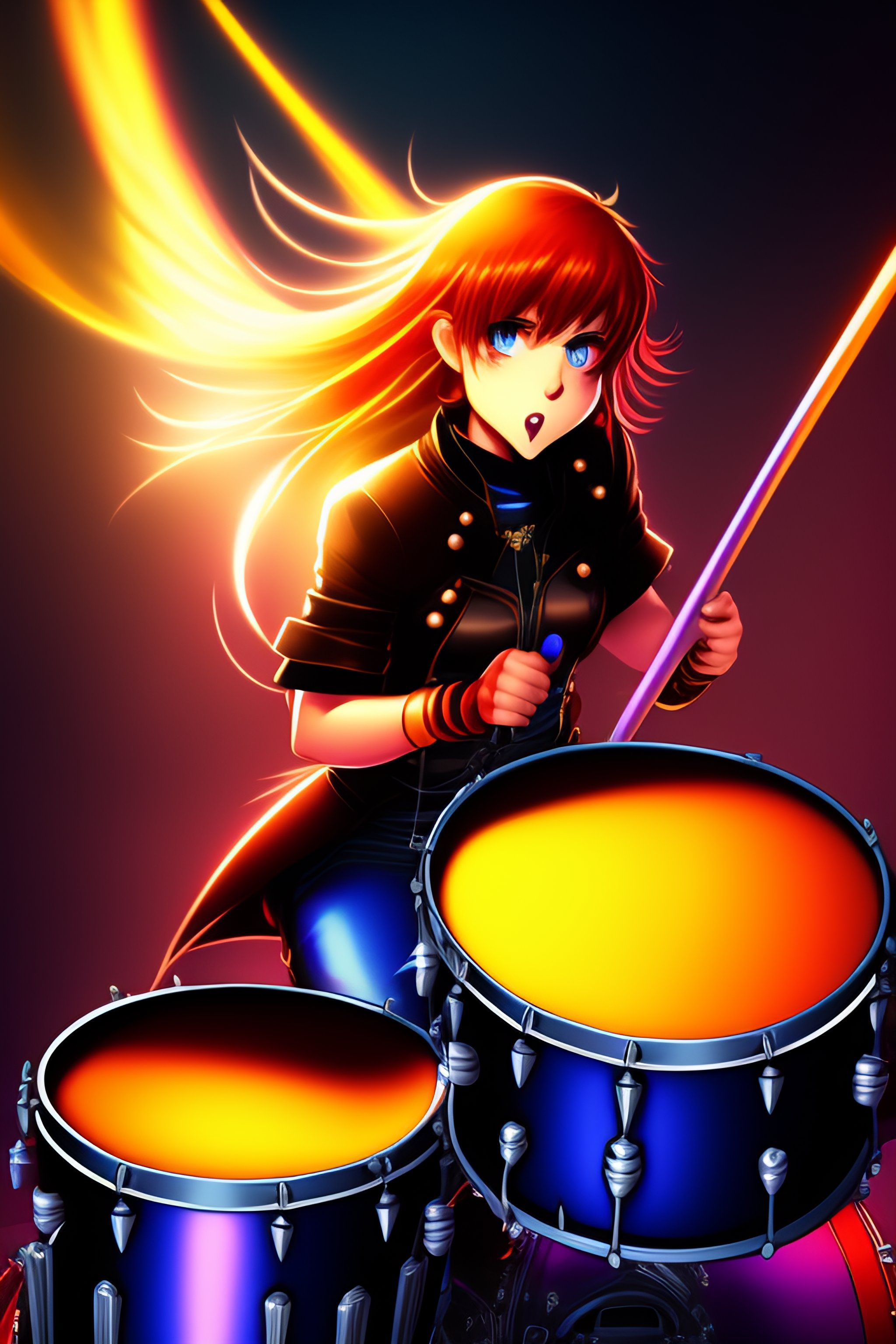 Lexica - Magik manga style playing drums
