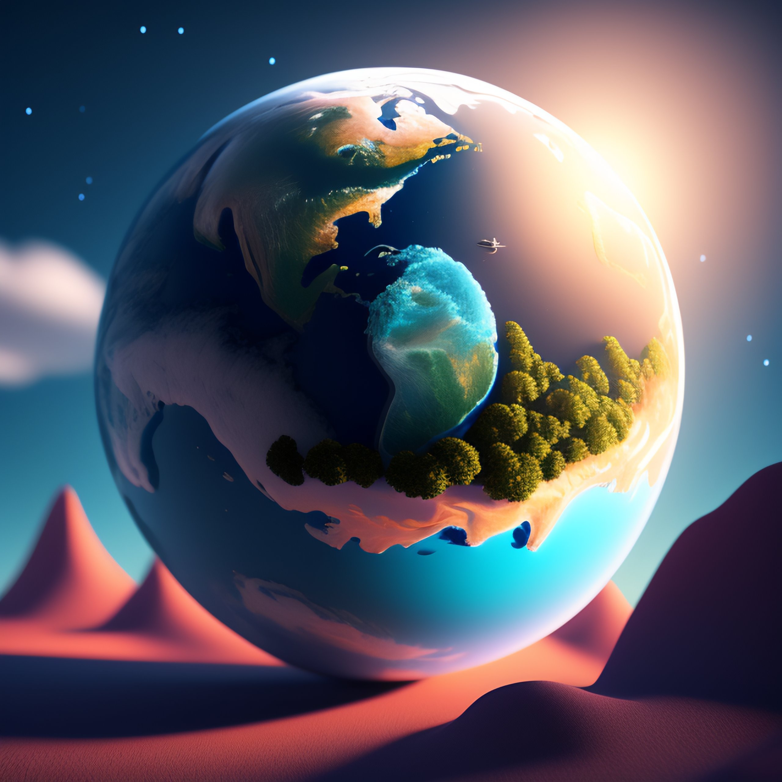Lexica - 3d render of a cute detailed planet, miniature earth, surreal ...