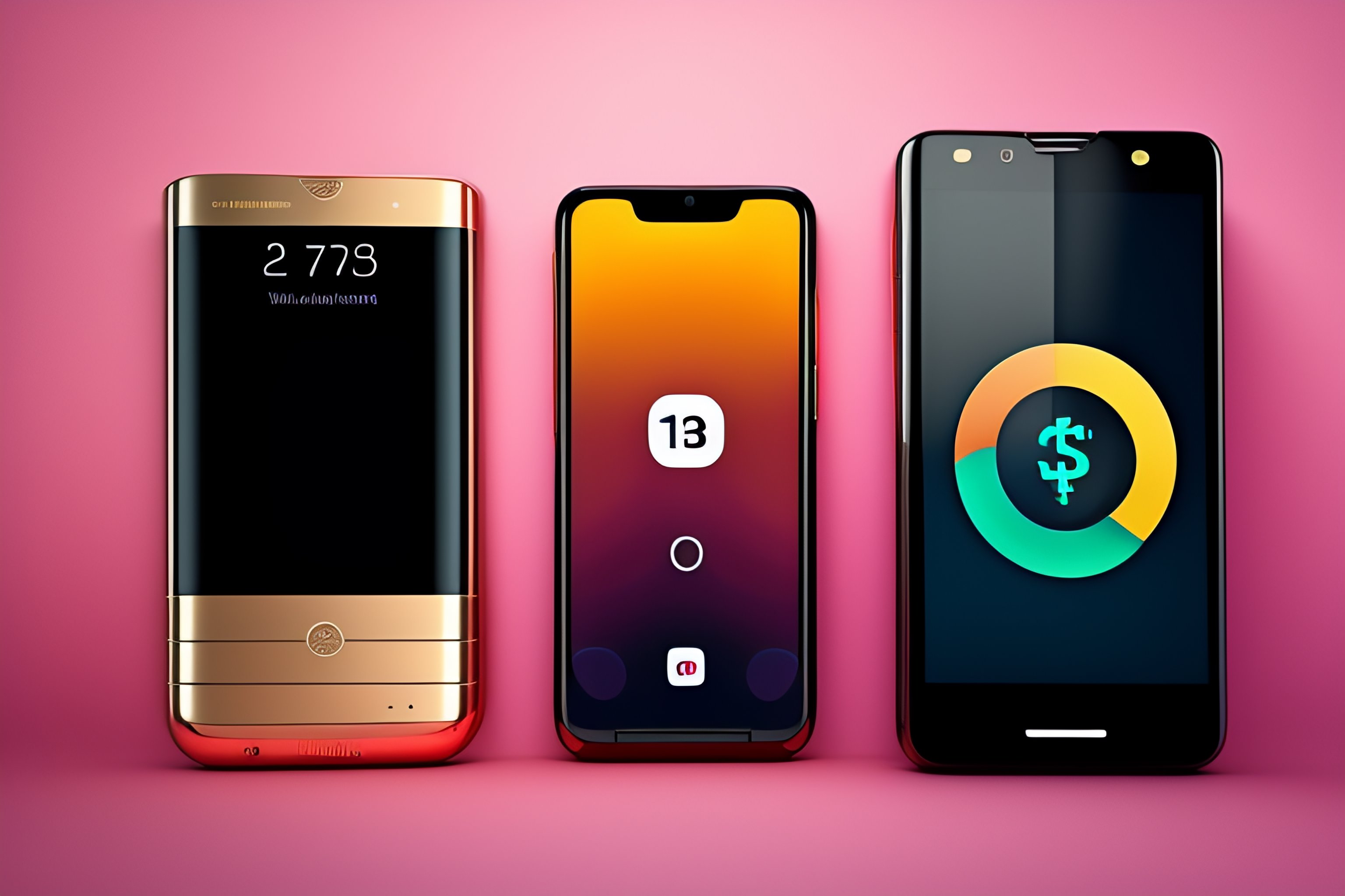 Lexica - Three phones with dollars on screen