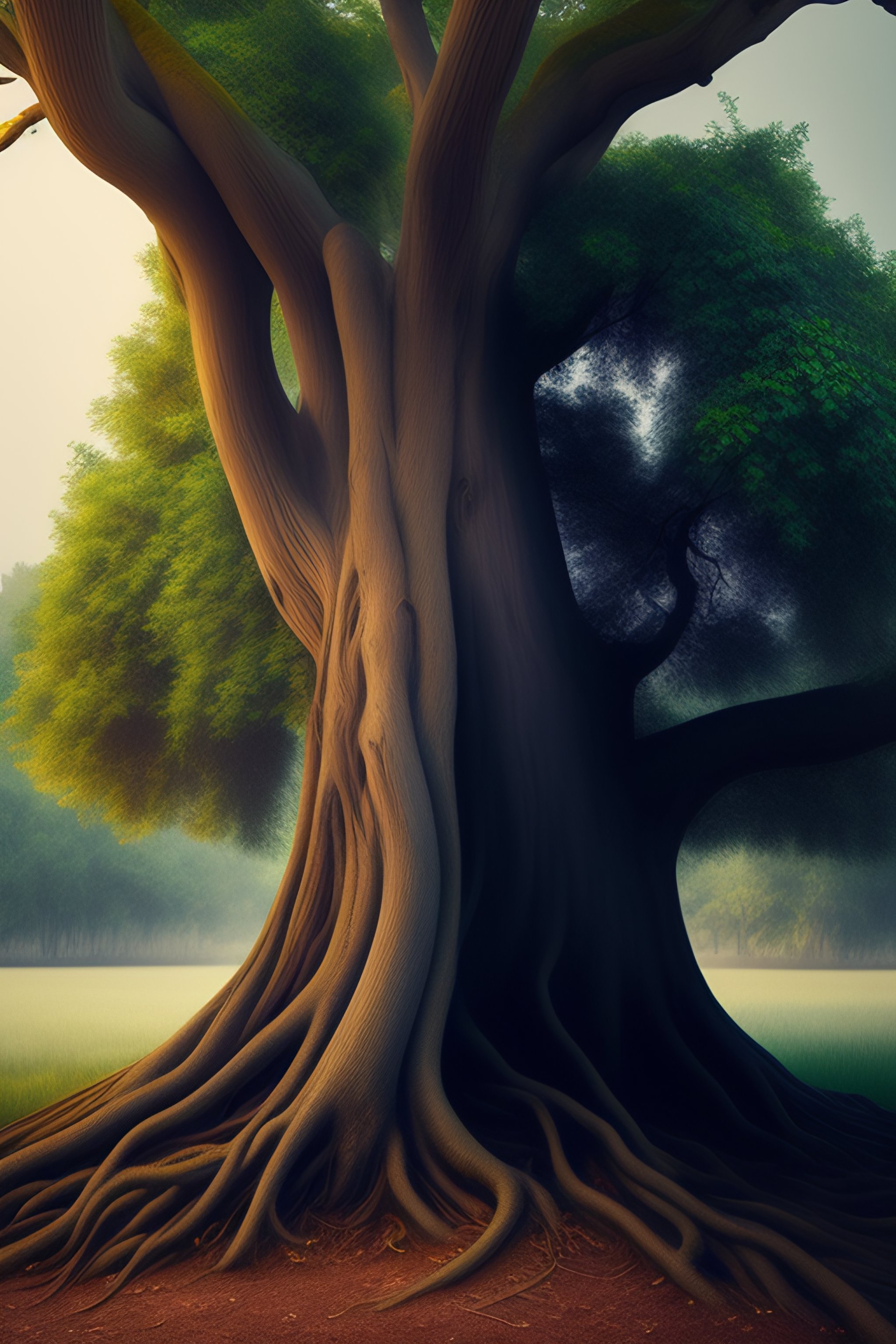 Lexica - A tree full of life, and next to it an old dying tree ...