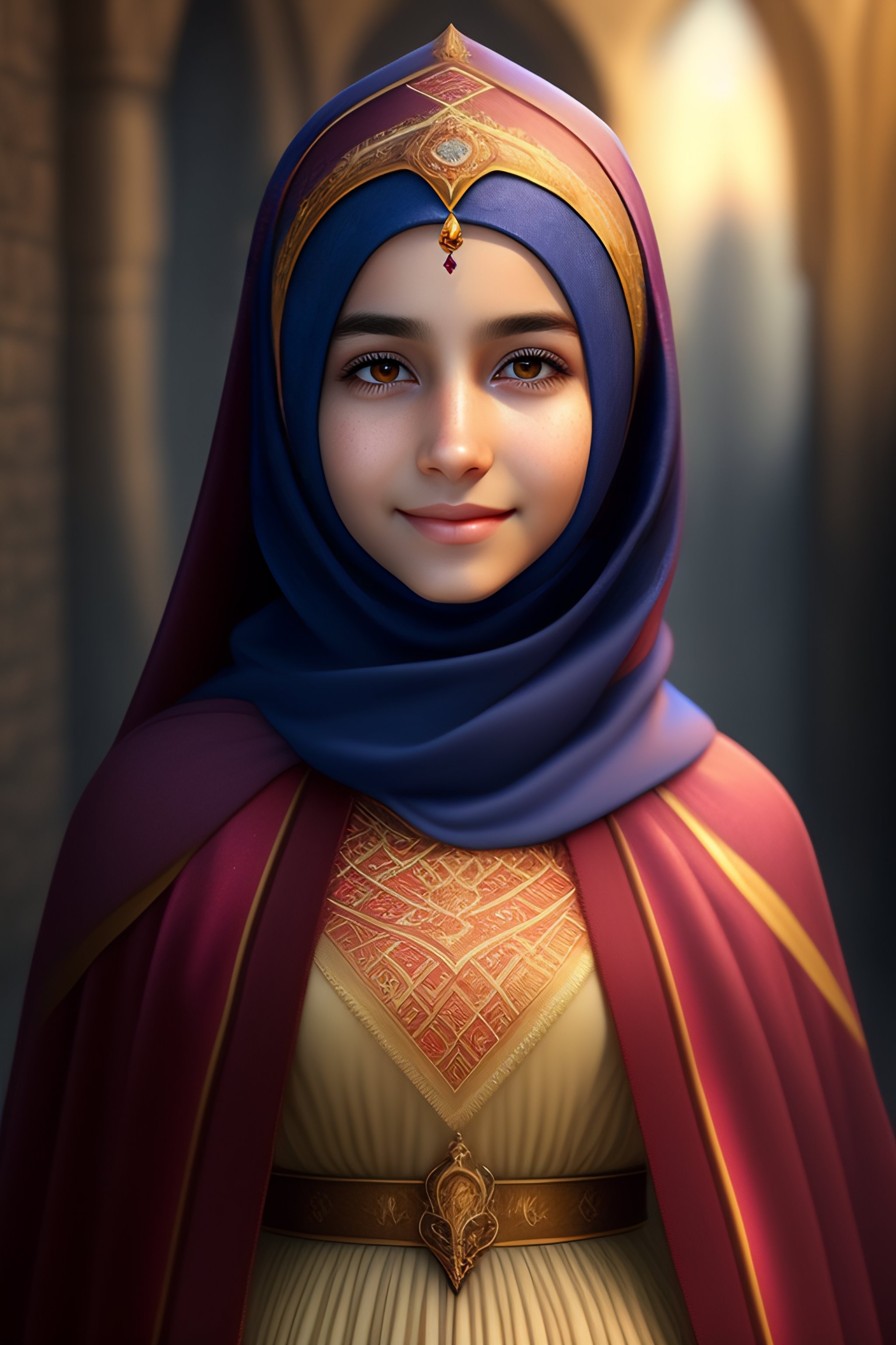 Lexica - Cute hijab girl in medieval light mage clothing, ((seed:657949))