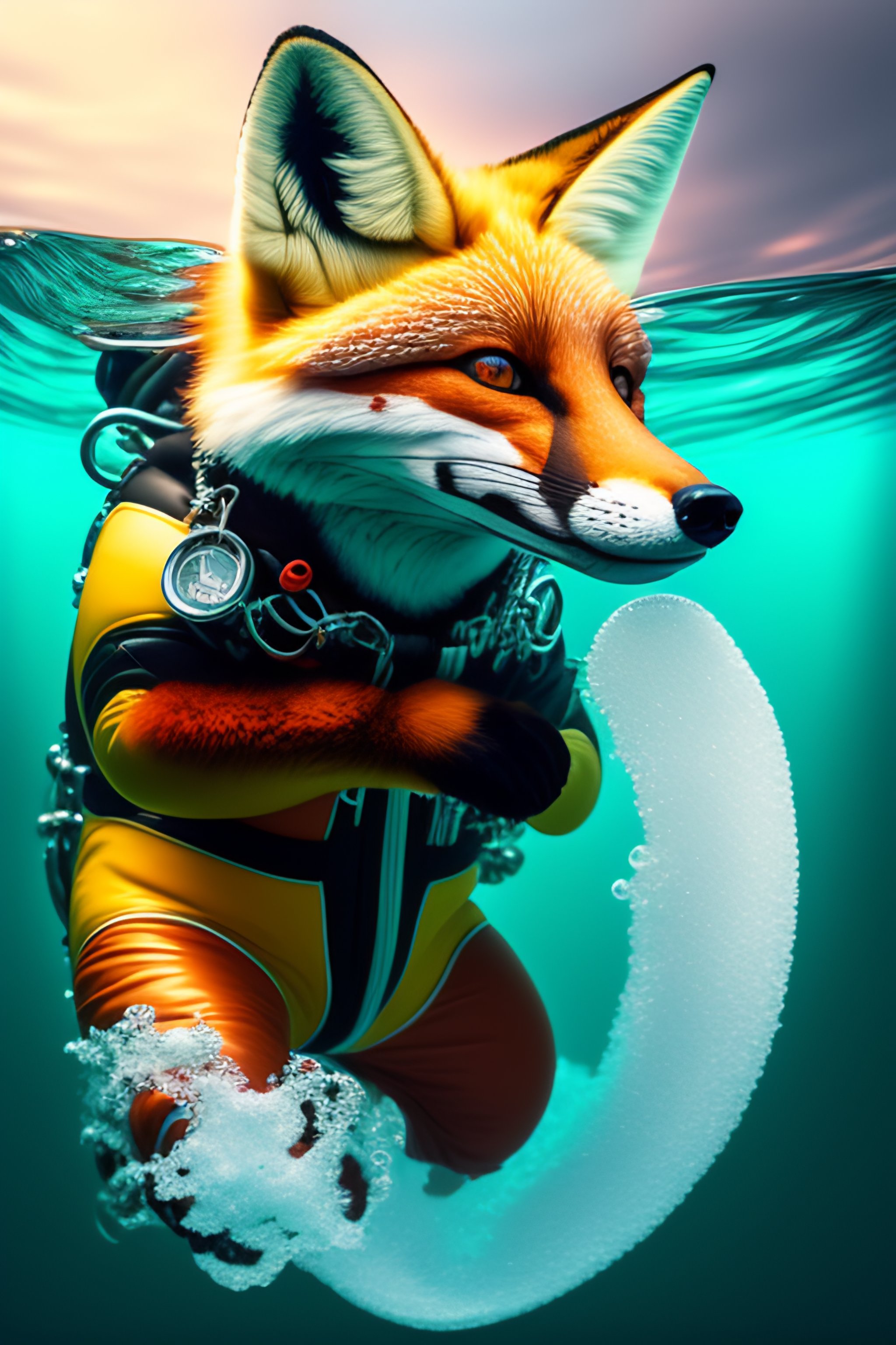 Lexica - Crazy fox in a diving suit