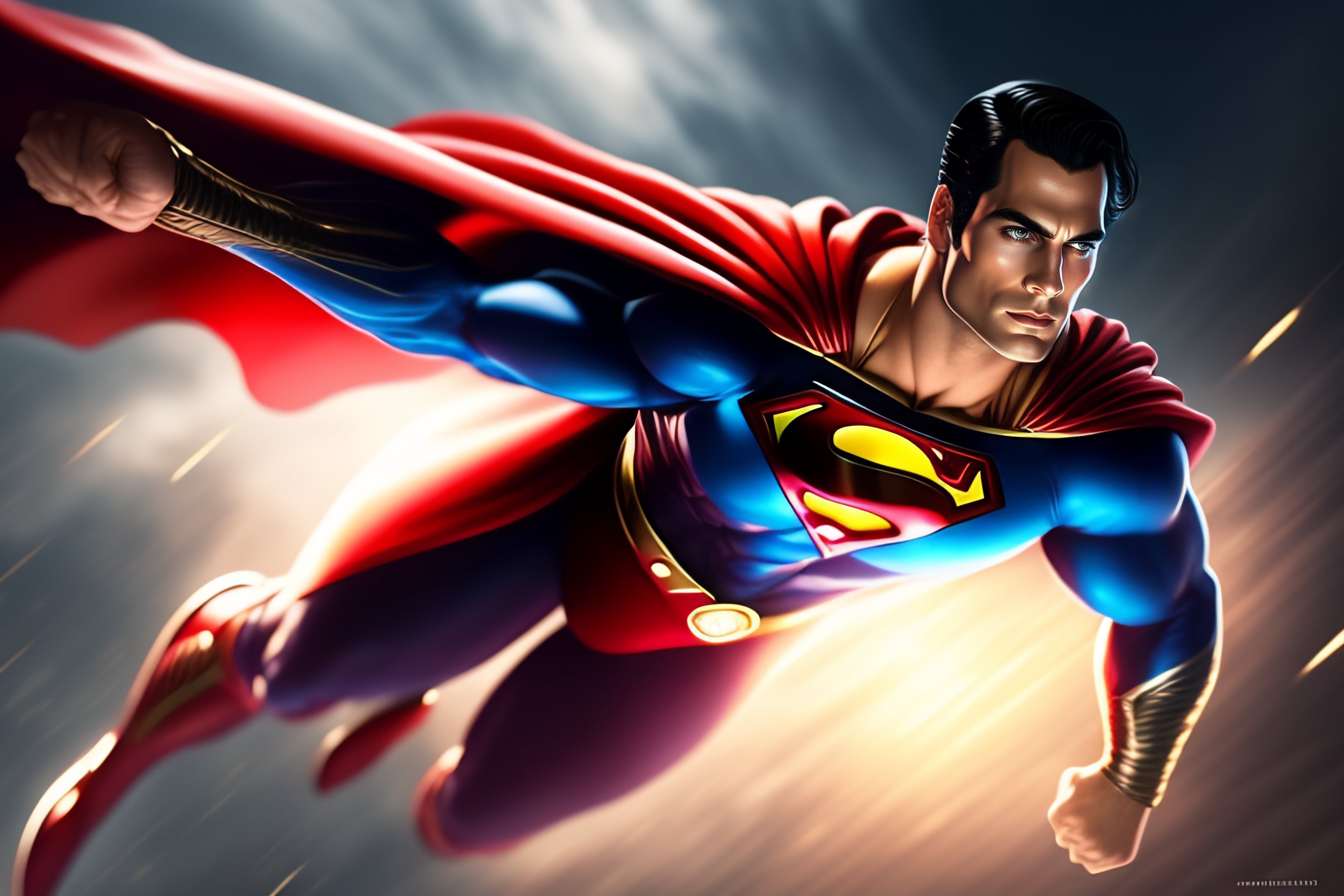 Lexica - Superman, high detalied, henry cavill, classic costume, flying ...