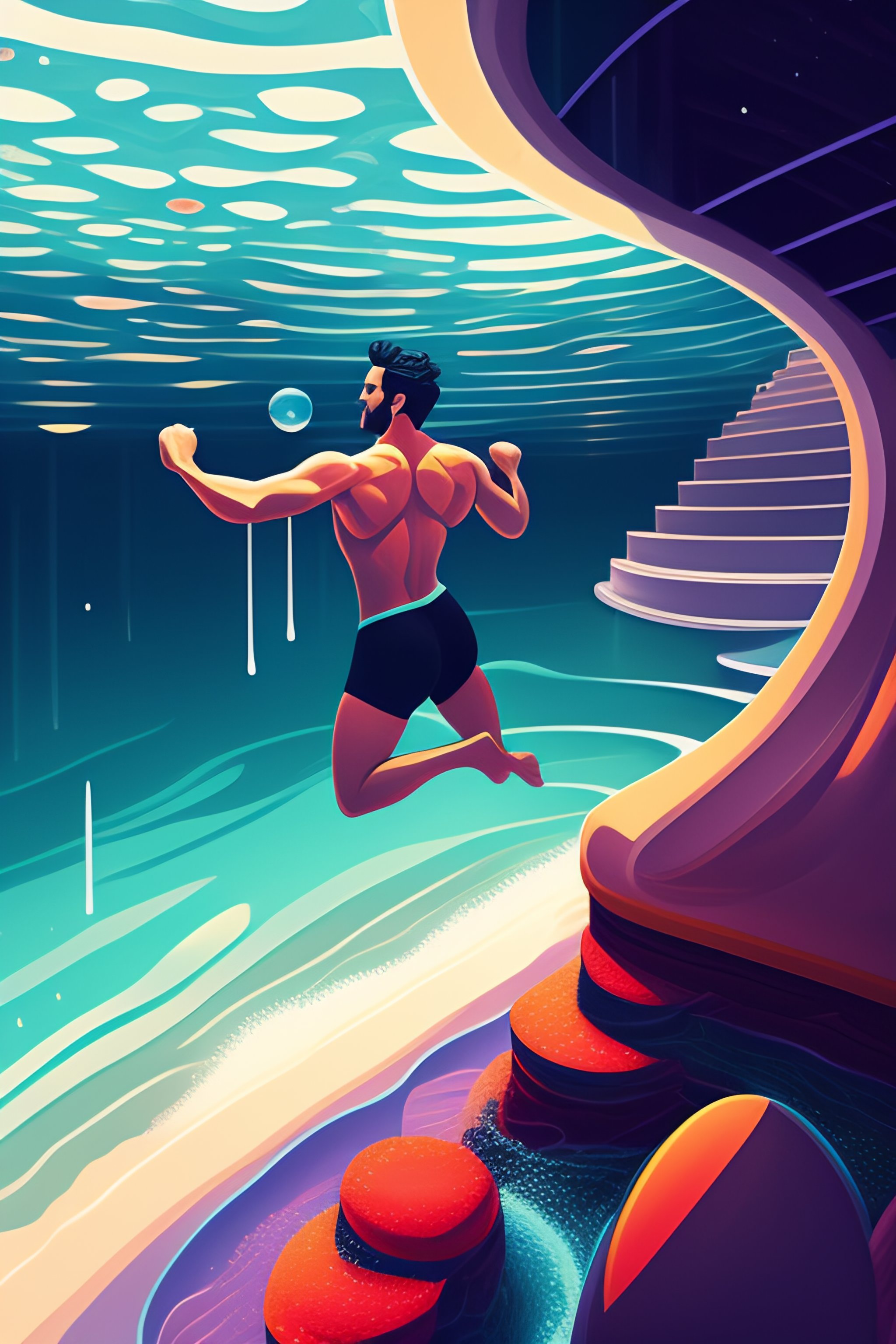 Lexica - A man jumps into a pool with ideas. detailed illustration ...