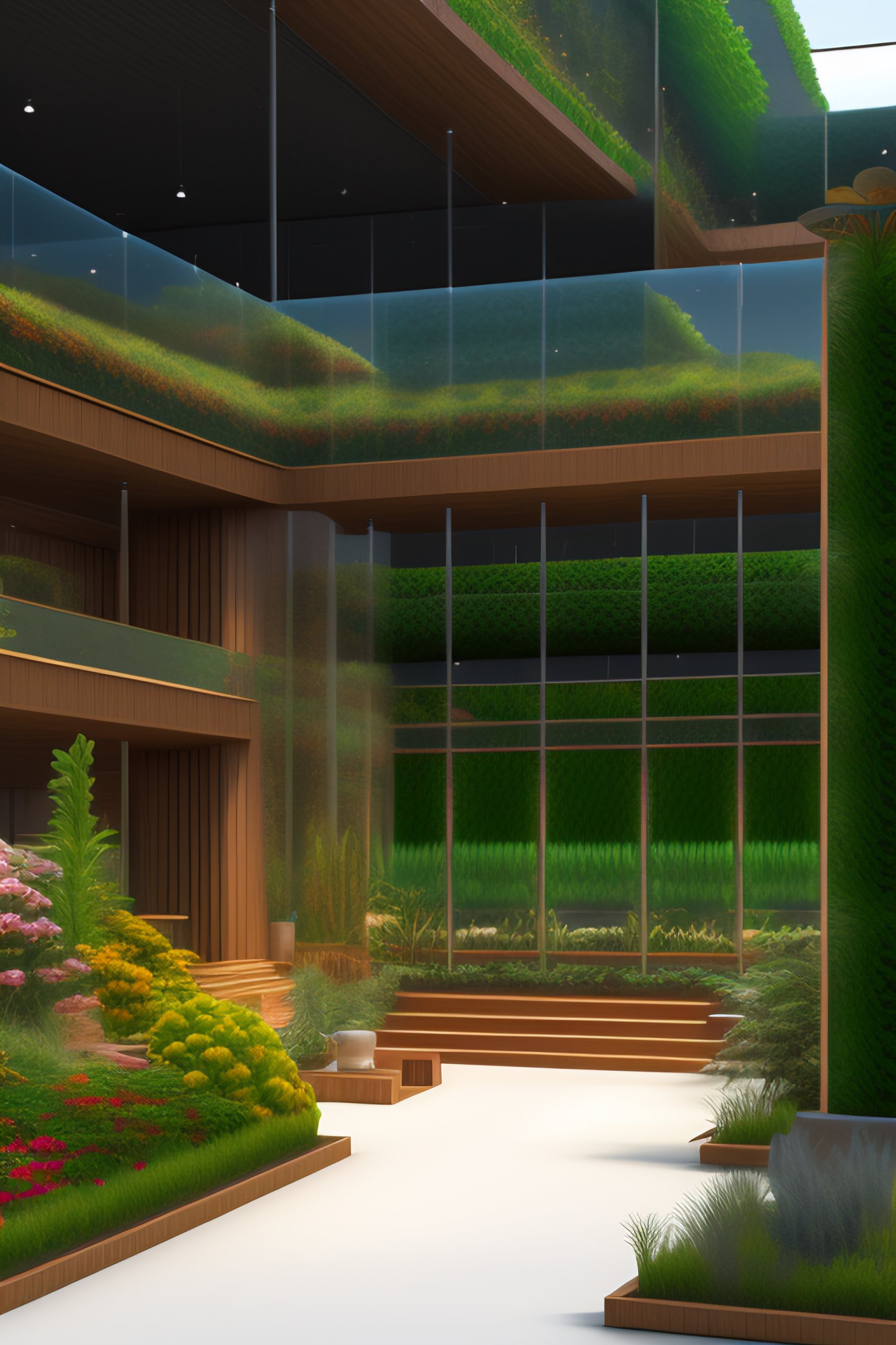 Lexica - Draw a museum module with vegetation