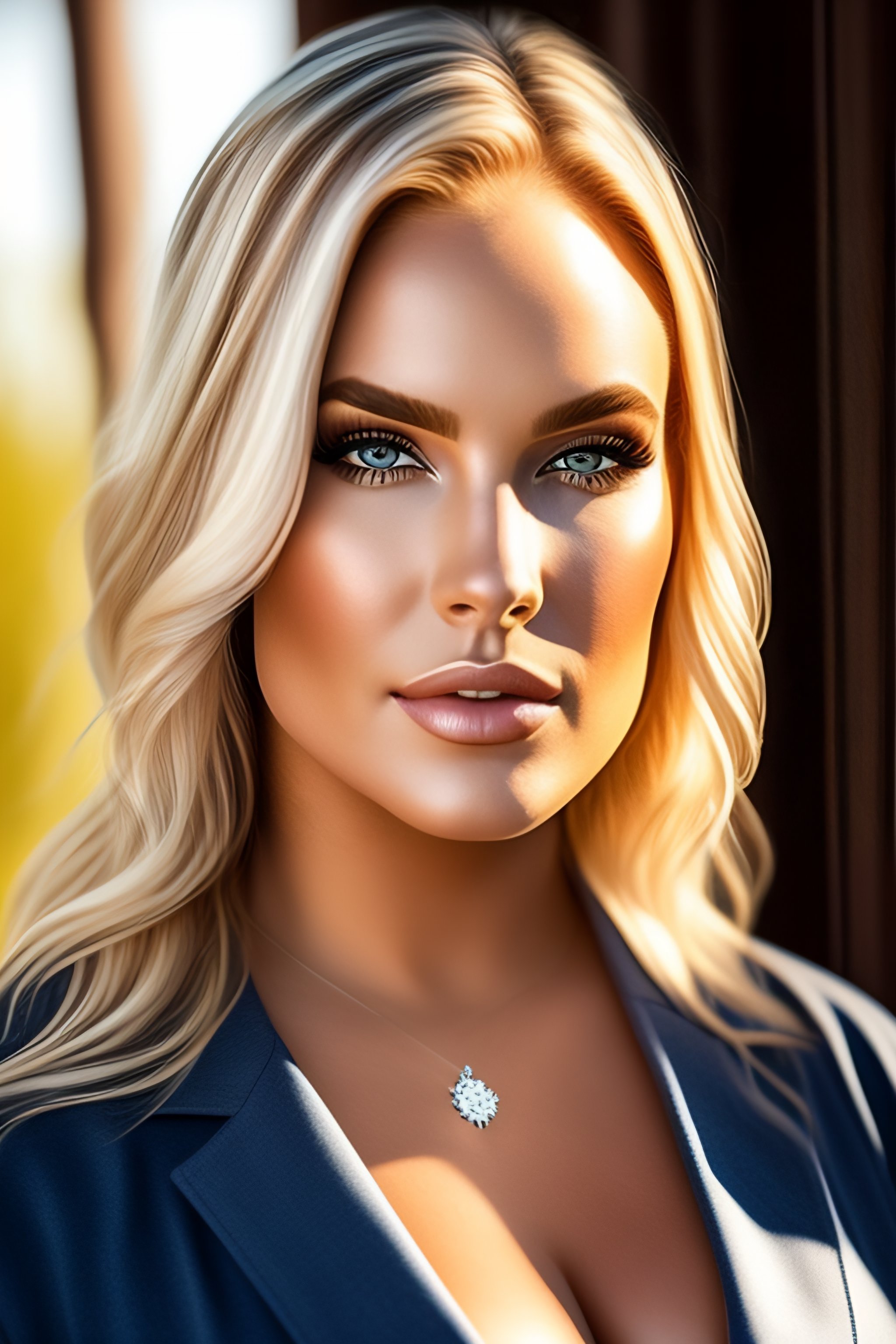 Lexica - Plus-sized Swedish model, blonde, makeup, eyeliner, wide hips ...