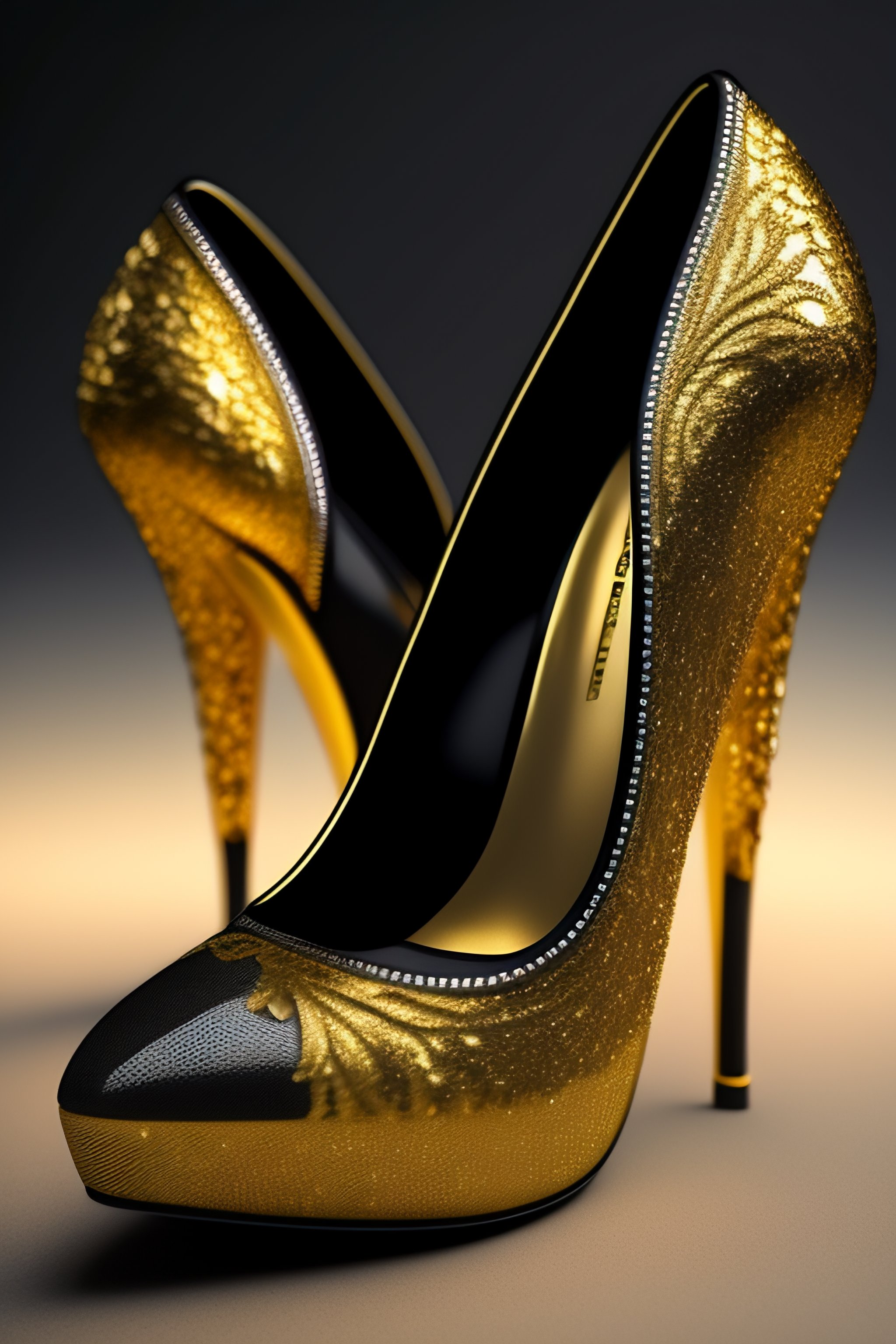 Lexica - A haute couture shoes hight heels, in two color black and gold ...