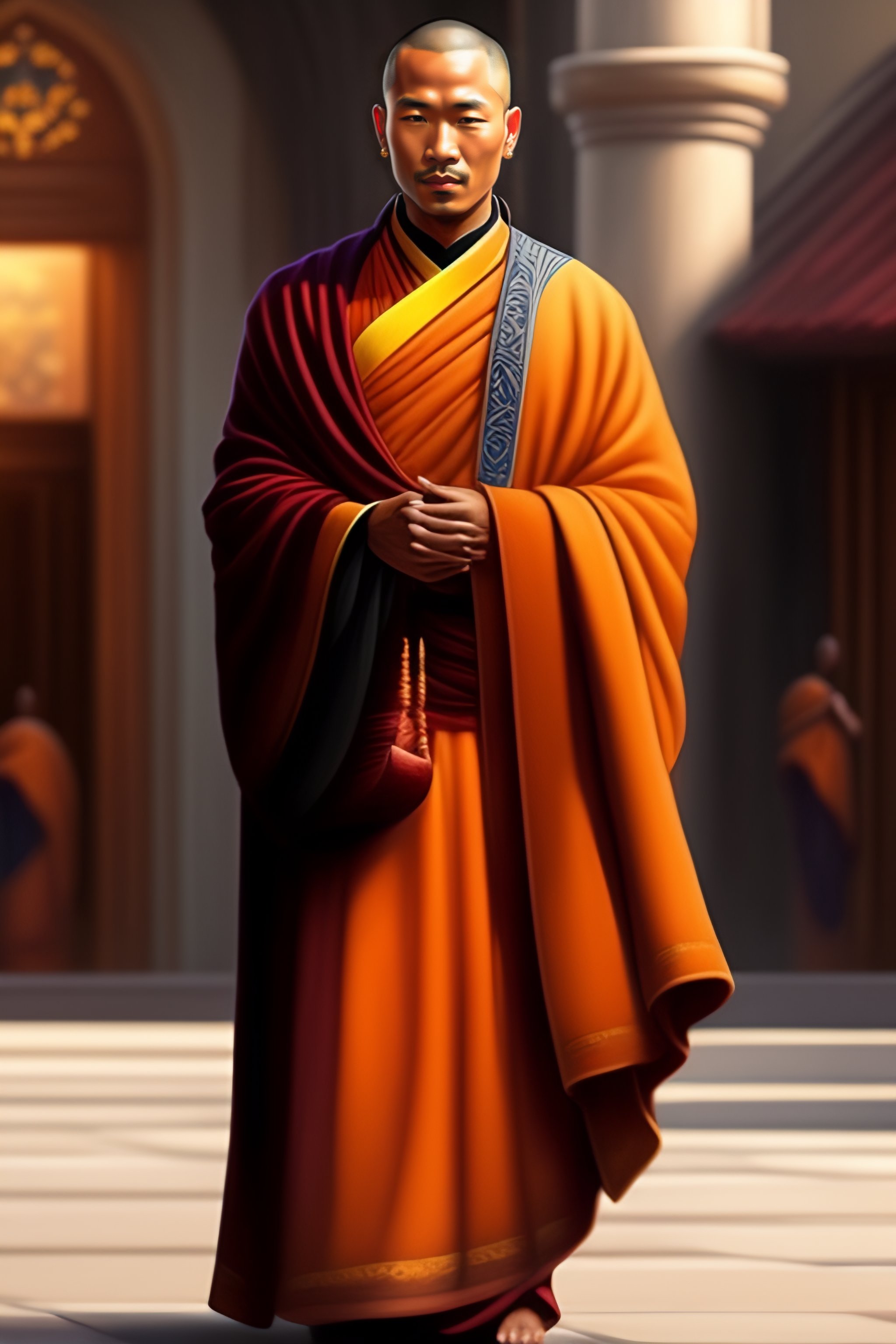Lexica - Concept art painting of a buddhist monk wearing a pastors ...