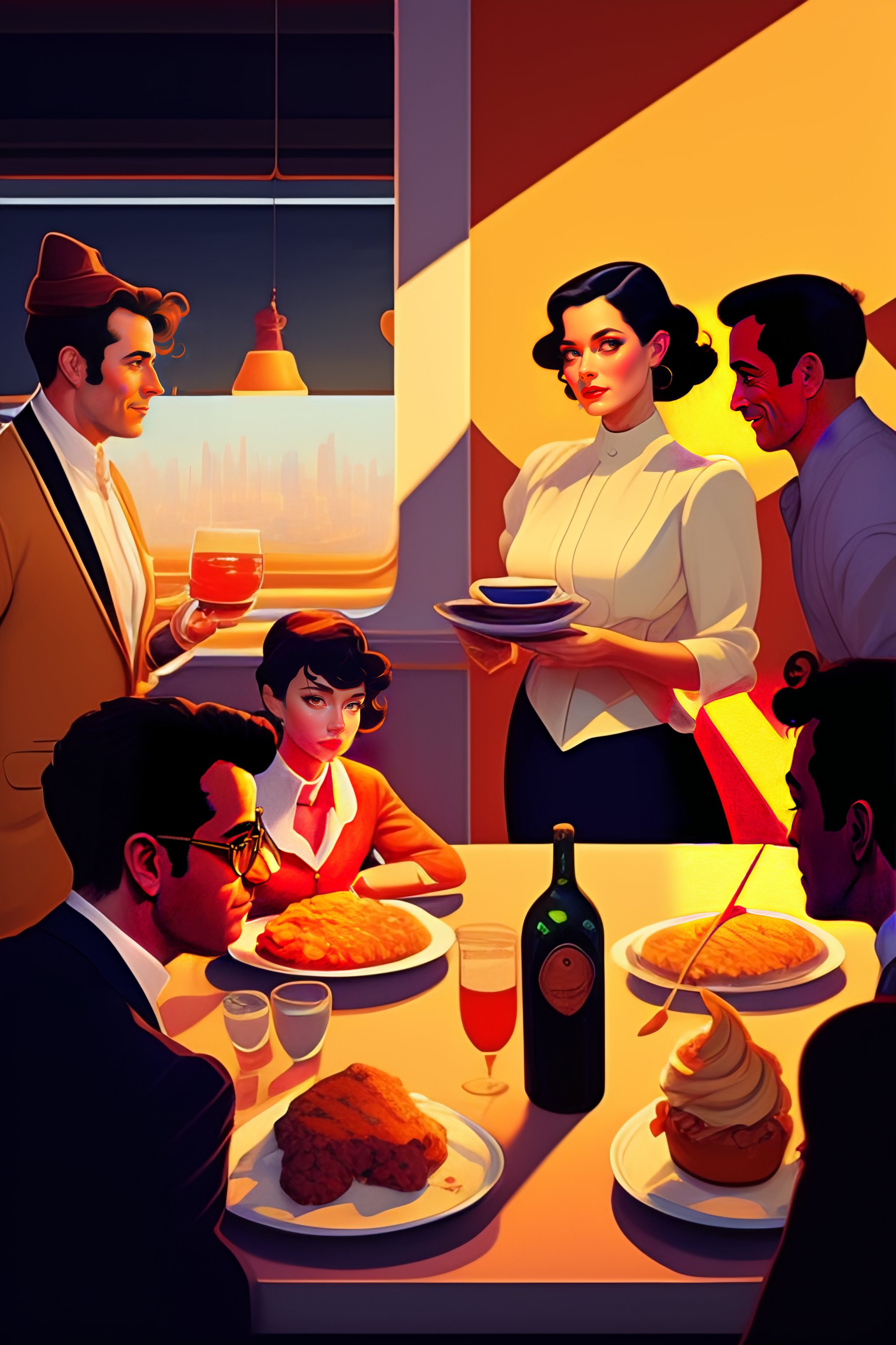 Lexica - Seinfeld restaurant party, digital art, illustration, highly ...