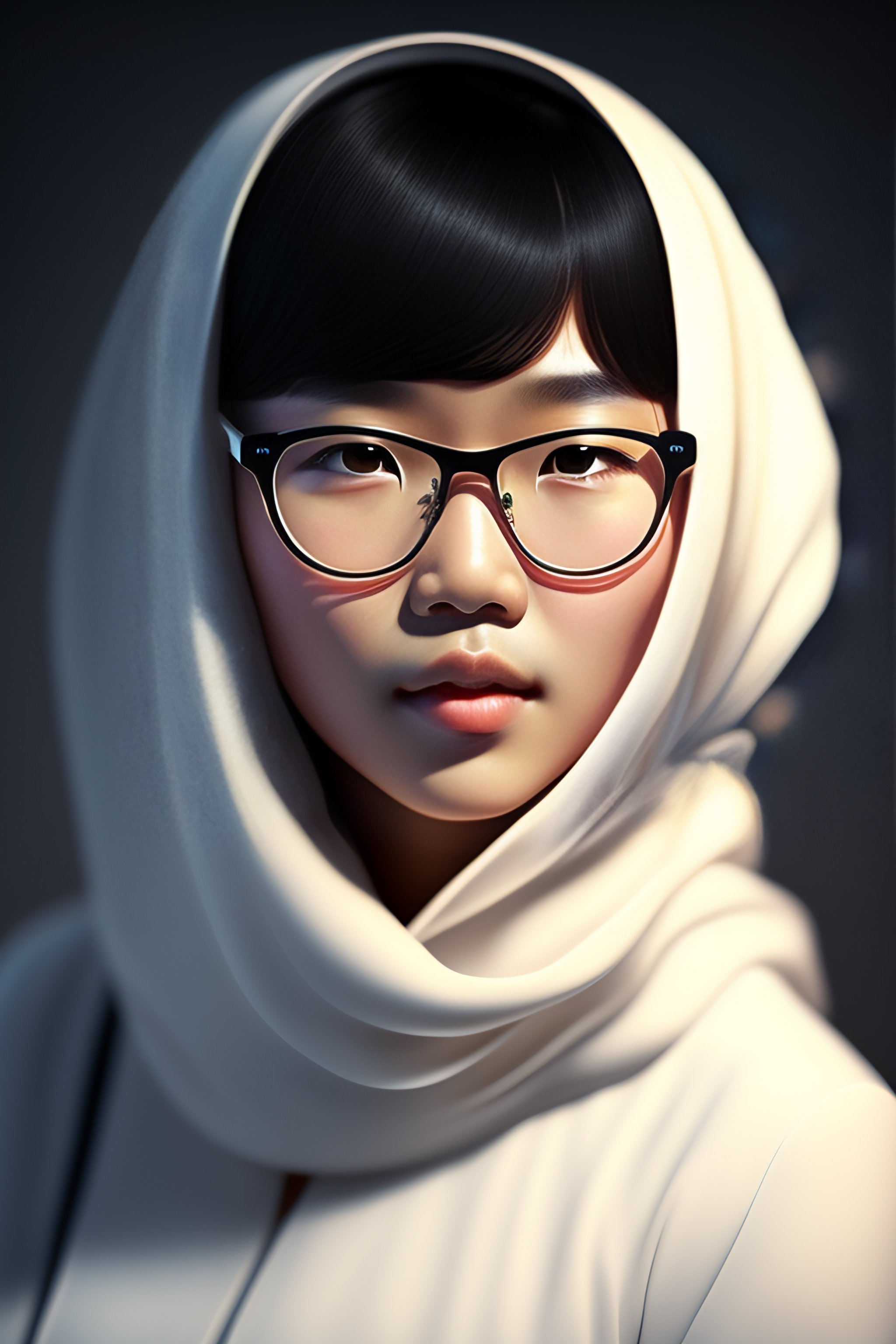 Lexica - A beautiful girl with round eyes, she has short black hair, a ...