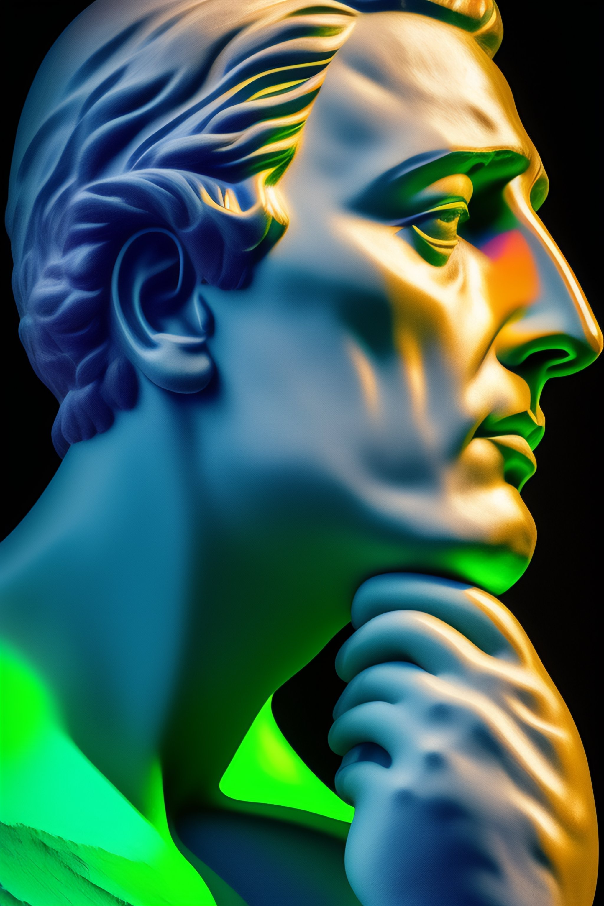 Lexica - "The Thinker" sculpture by Auguste Rodin, face, close up, 4 ...