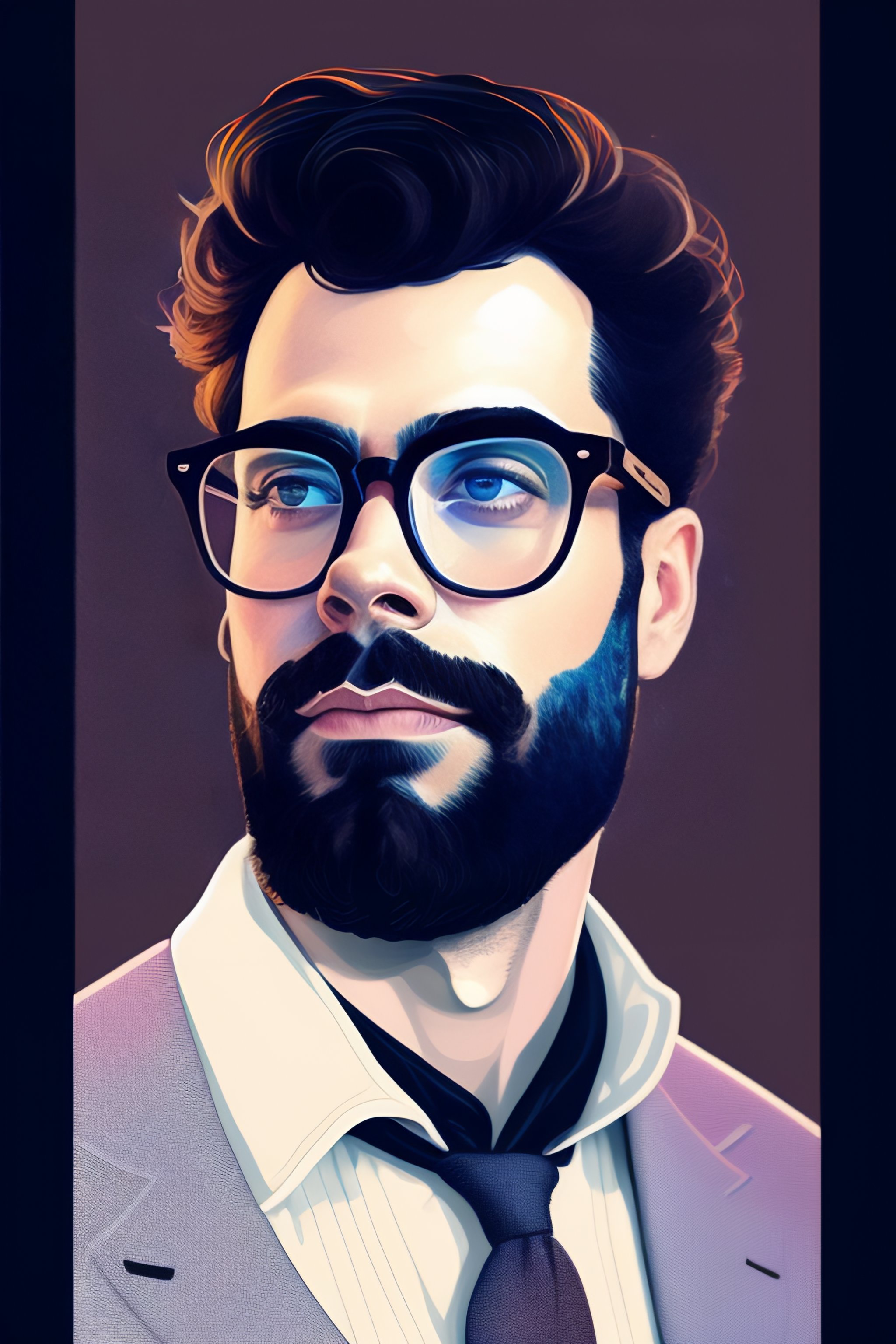 Lexica - Detailed portrait of bearded jemaine clement in circular ...
