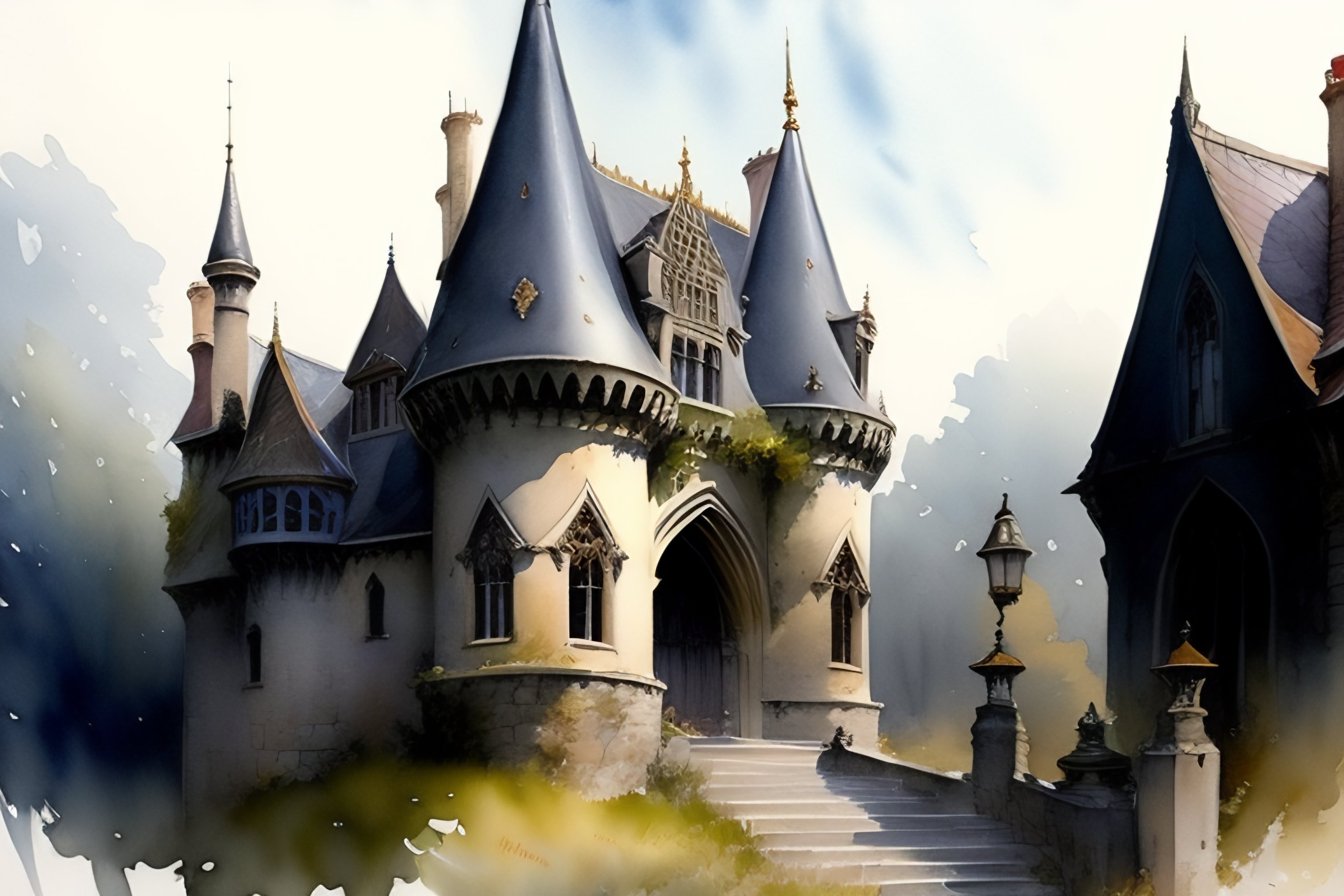 Lexica - Watercolor sketch of a watercolor sketch of Gothic revival ...