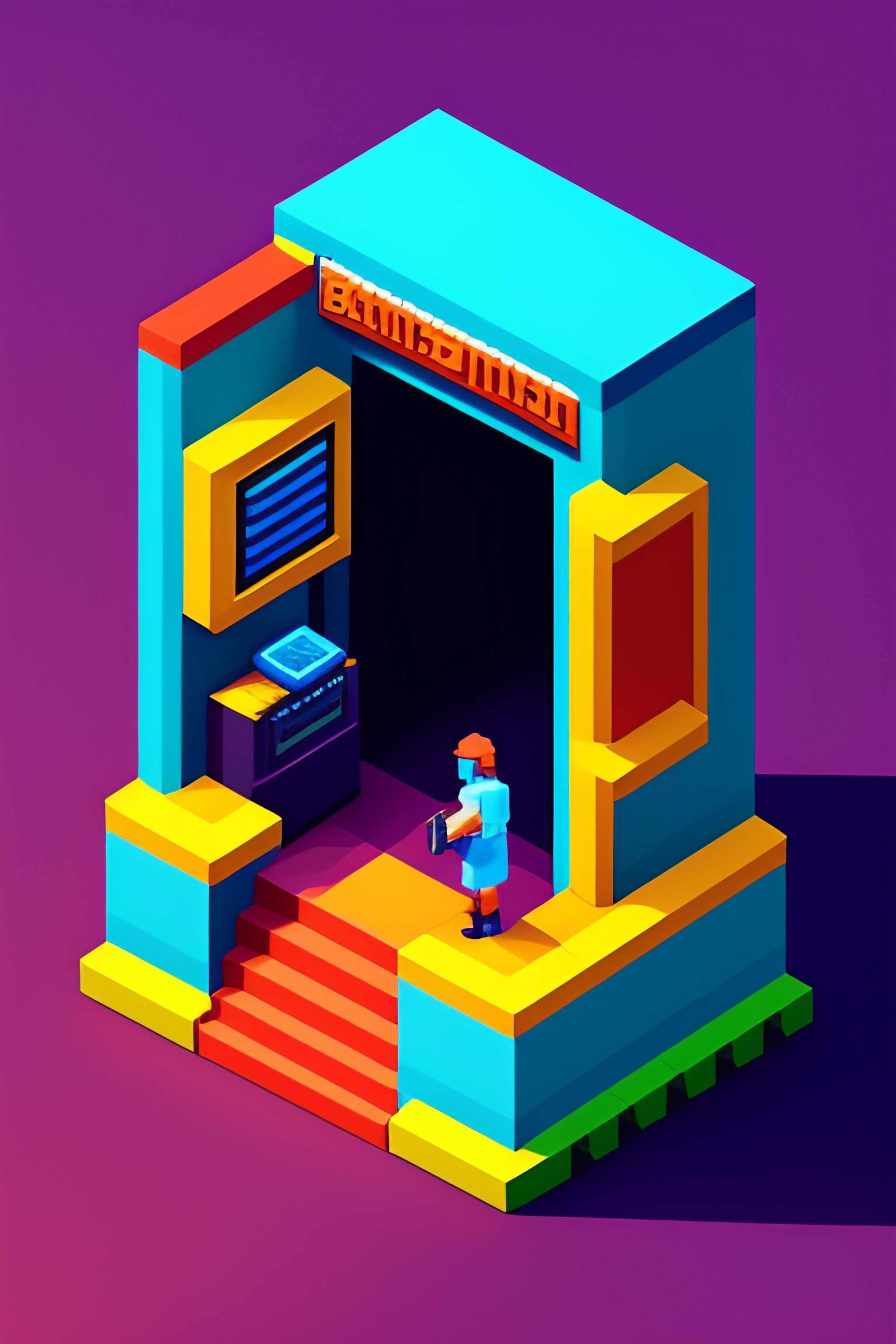 Lexica - Isometric pixel art of bank by eBoy and Habbo, a type of ...