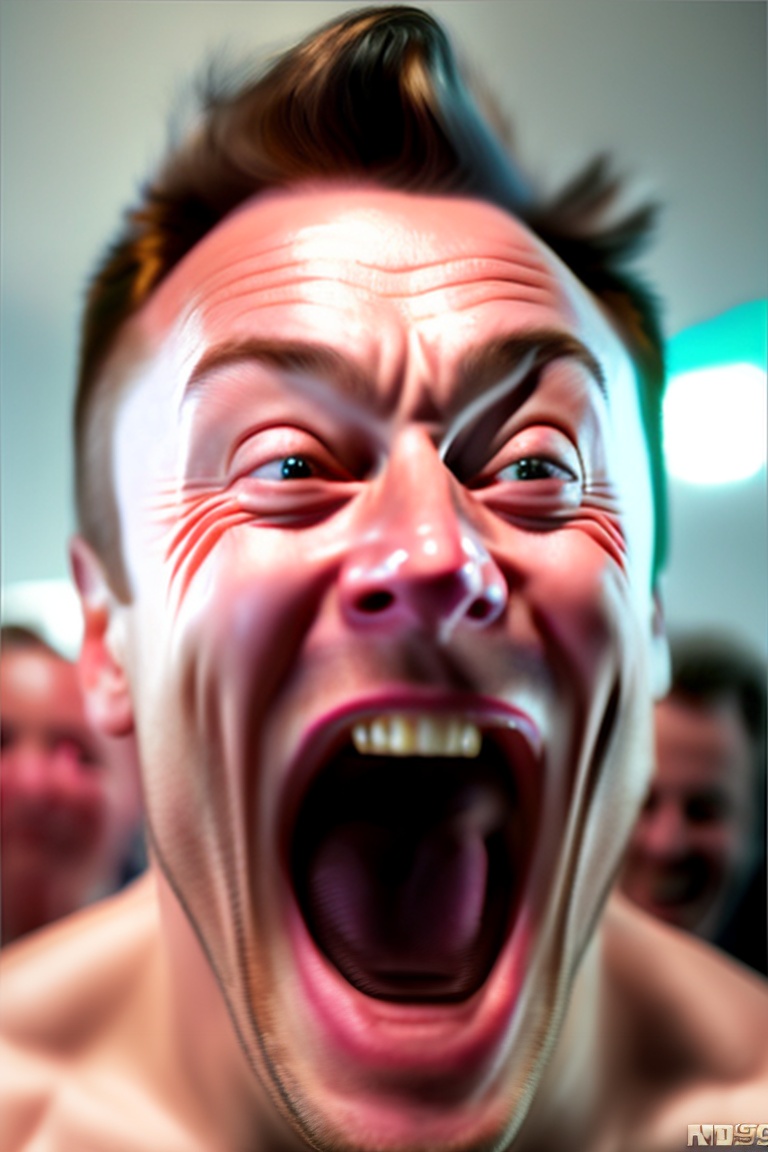 Lexica - A close up photo of elon musk, screaming expression, dramatic ...
