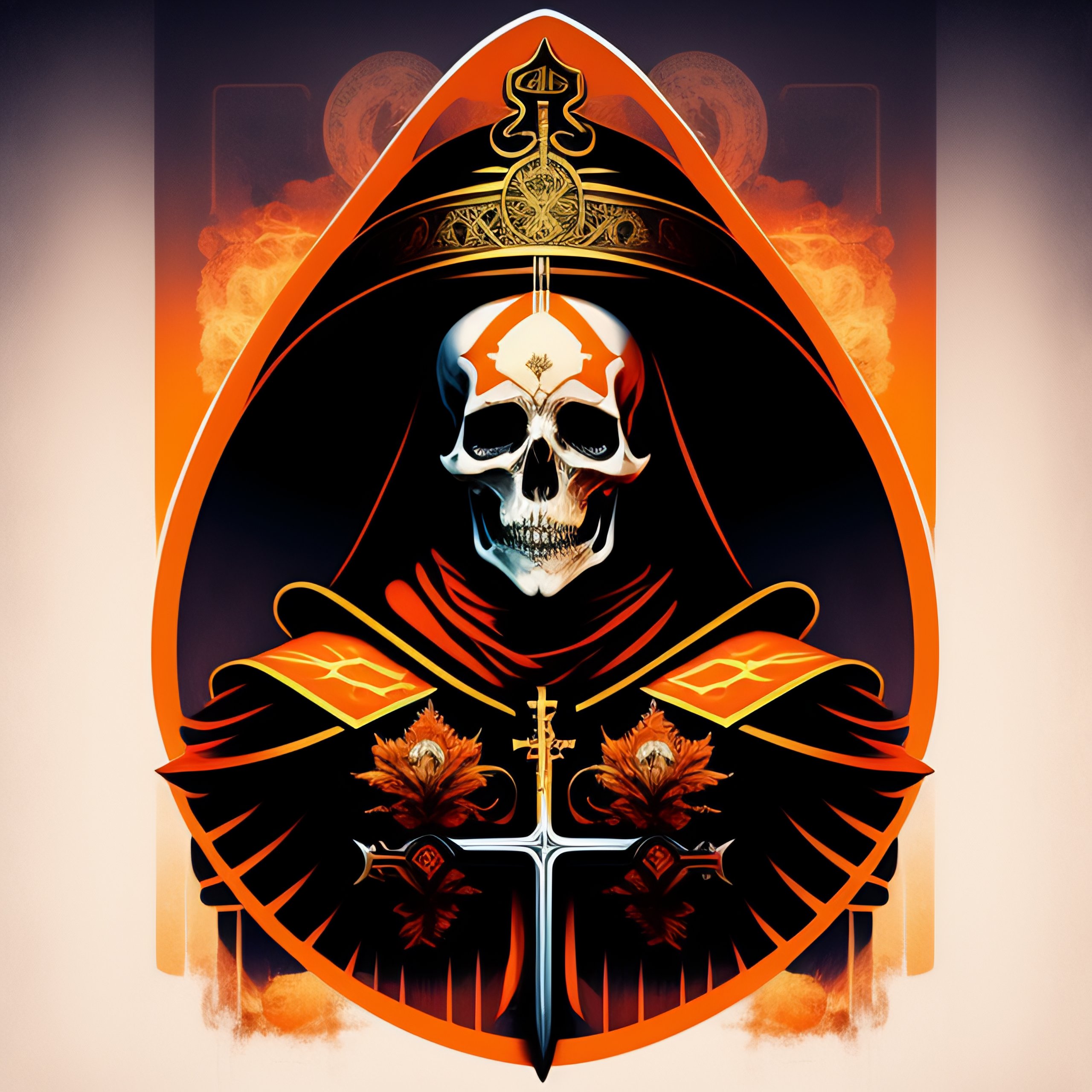 Lexica - Skeleton pope wearing pallium, liturgical vestment, driving a ...