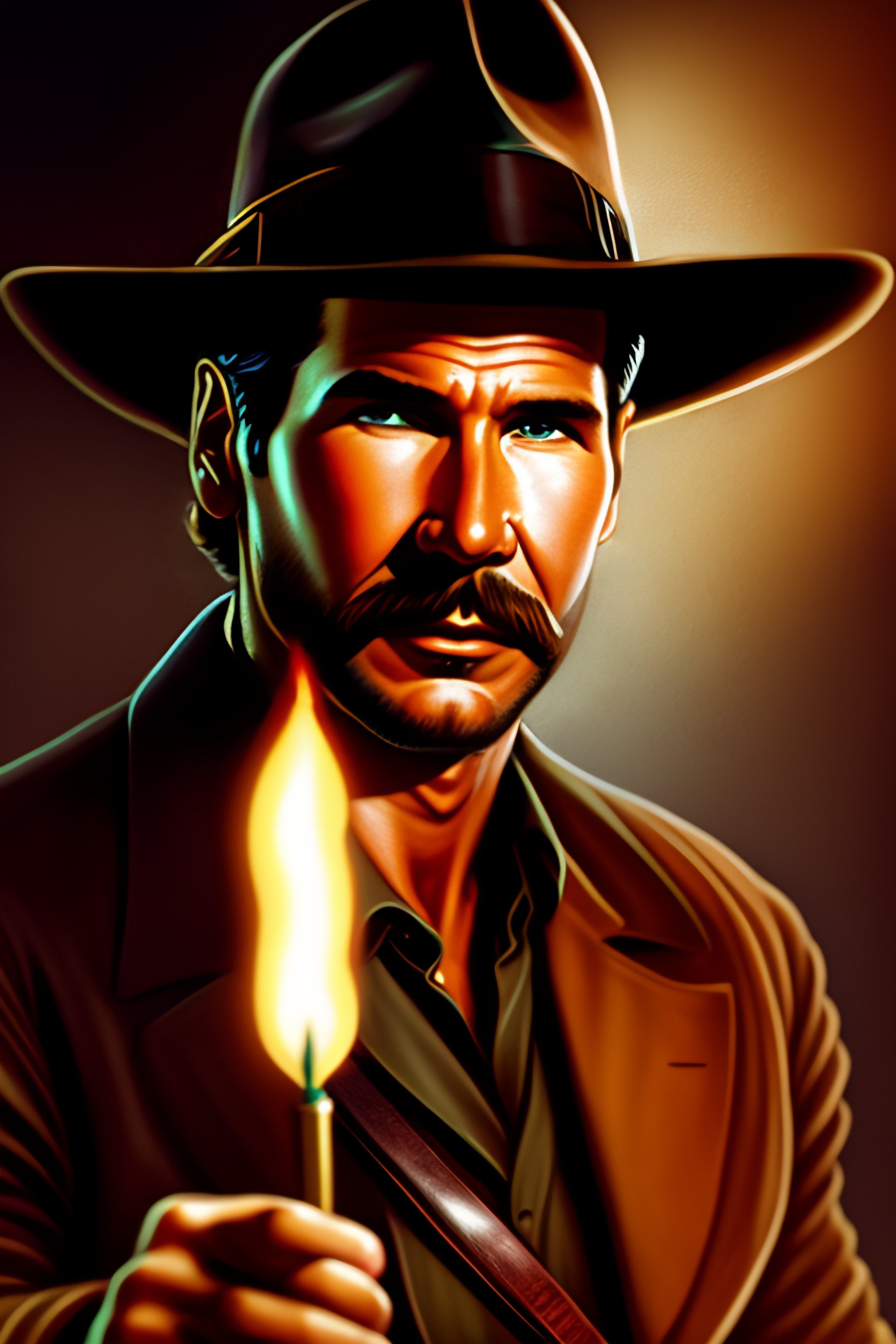 Lexica - Medium shot photo of Harrison Ford as Indiana Jones, holding ...