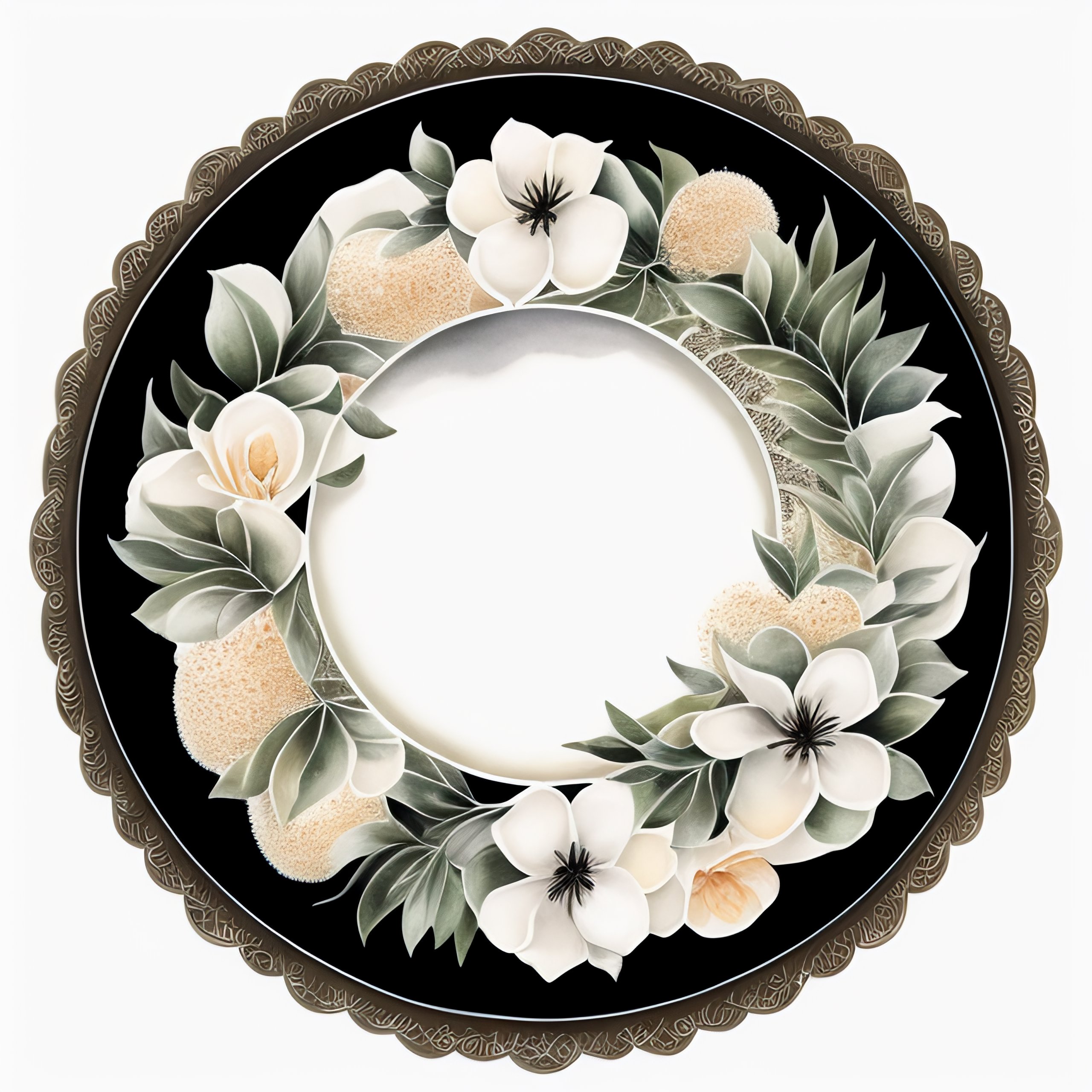 Lexica - Blank white placeholder with round lush bloomy wreath ...