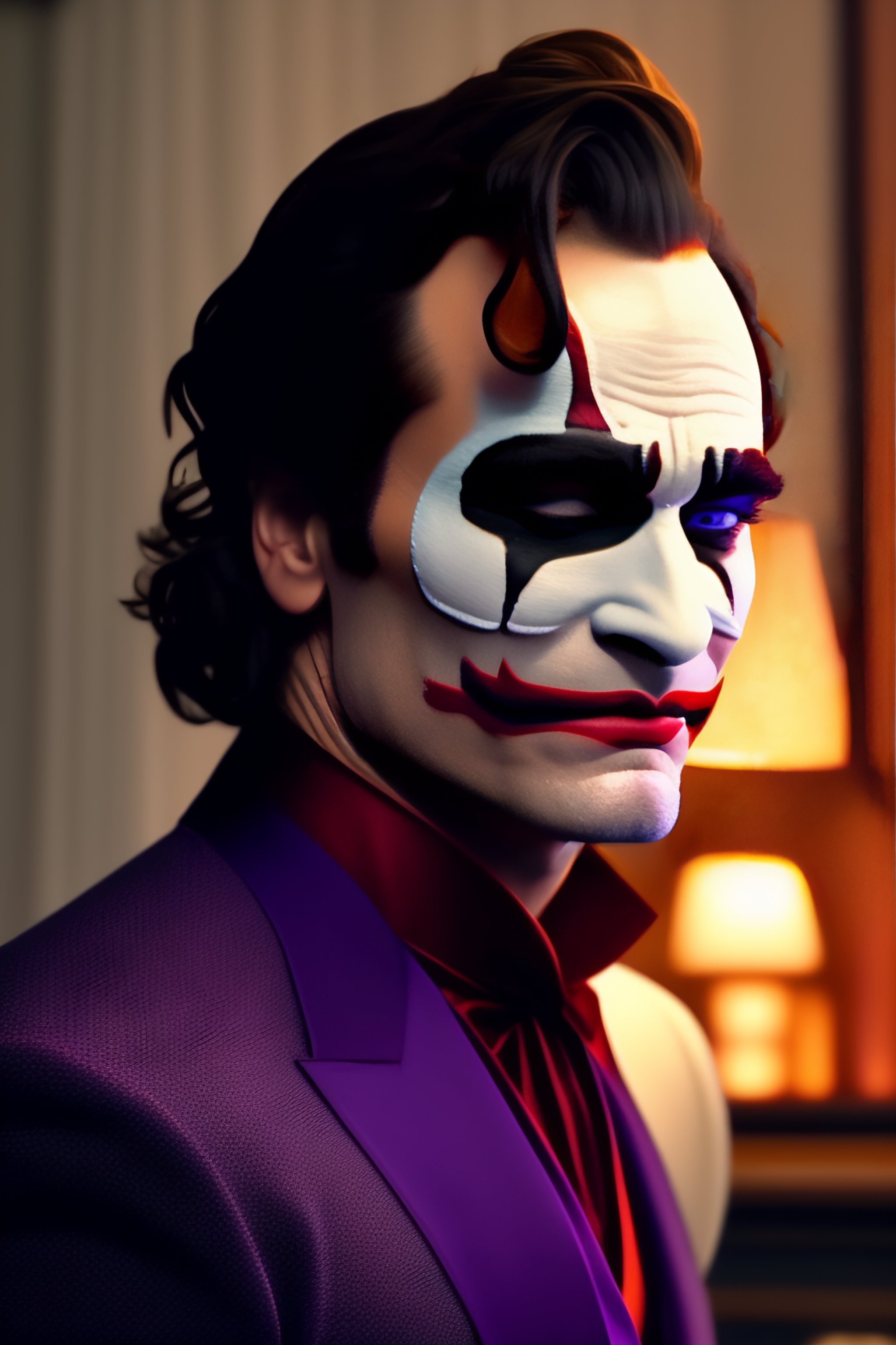 Lexica - Joaquin Phoenix wipes joker make up from his face while crying