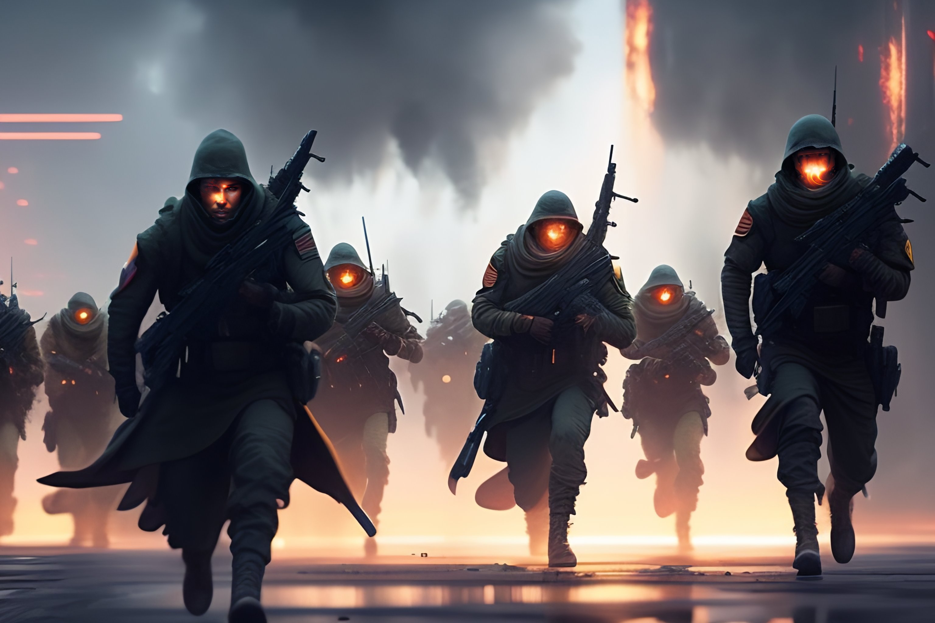 Lexica - An army of humanized rat soldiers running towards the camera ...