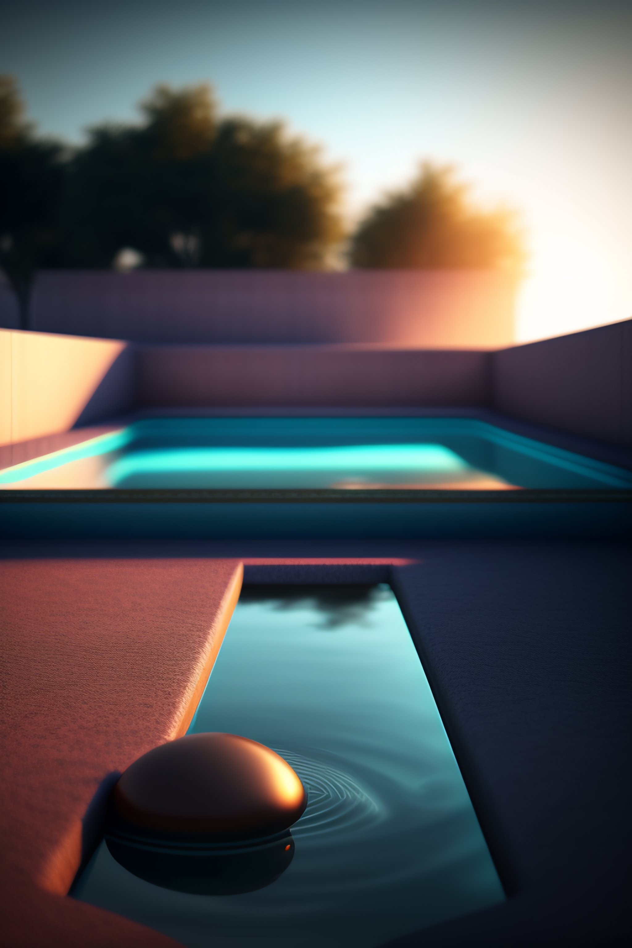 Lexica - Liminal pool, 3d render, soft light, cinematic, hyperrealistic