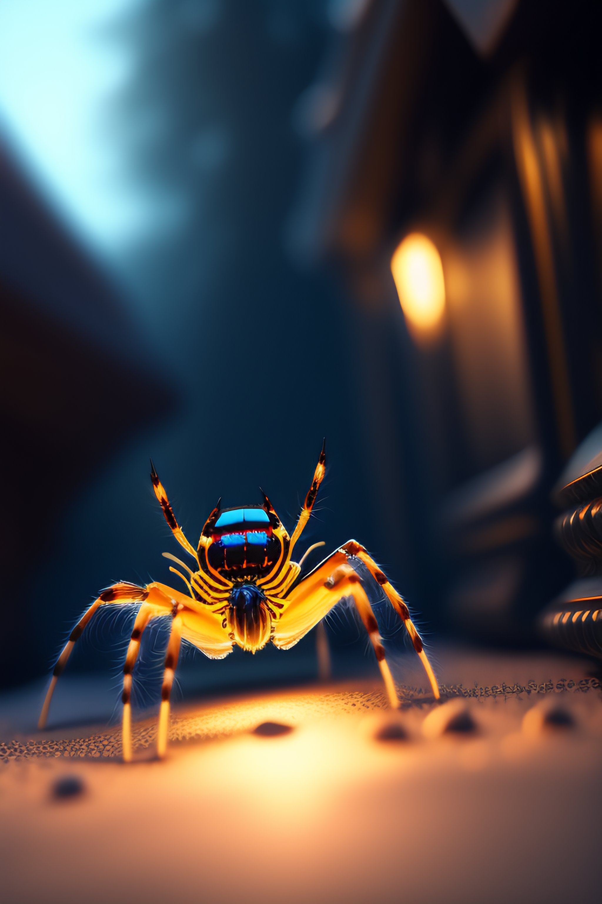 Lexica - Spiders running , 4k , illumination , unreal engine 5 , octane ...