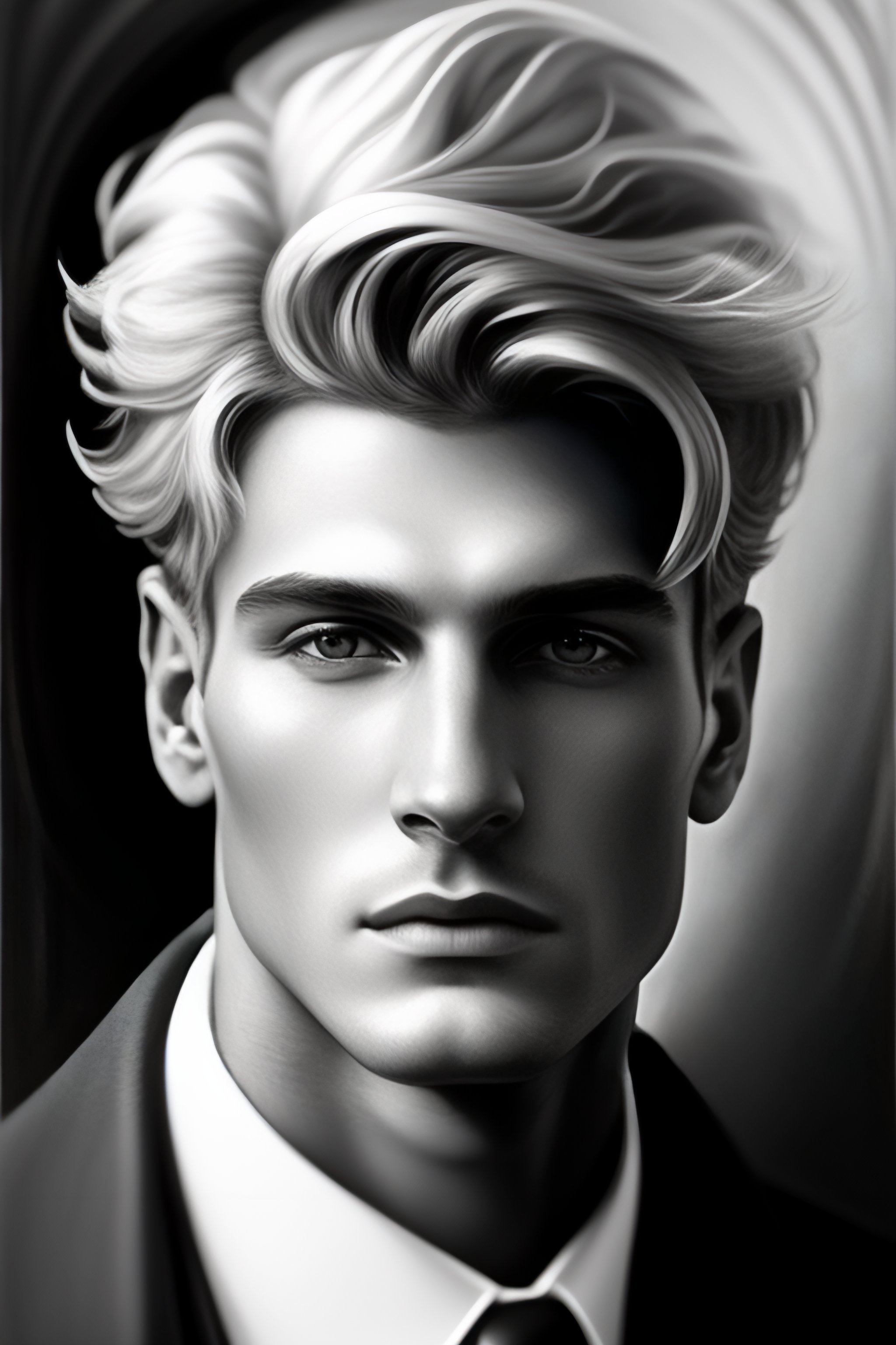 Lexica - Hyperrealist portrait of male by david hockney and alphonse ...