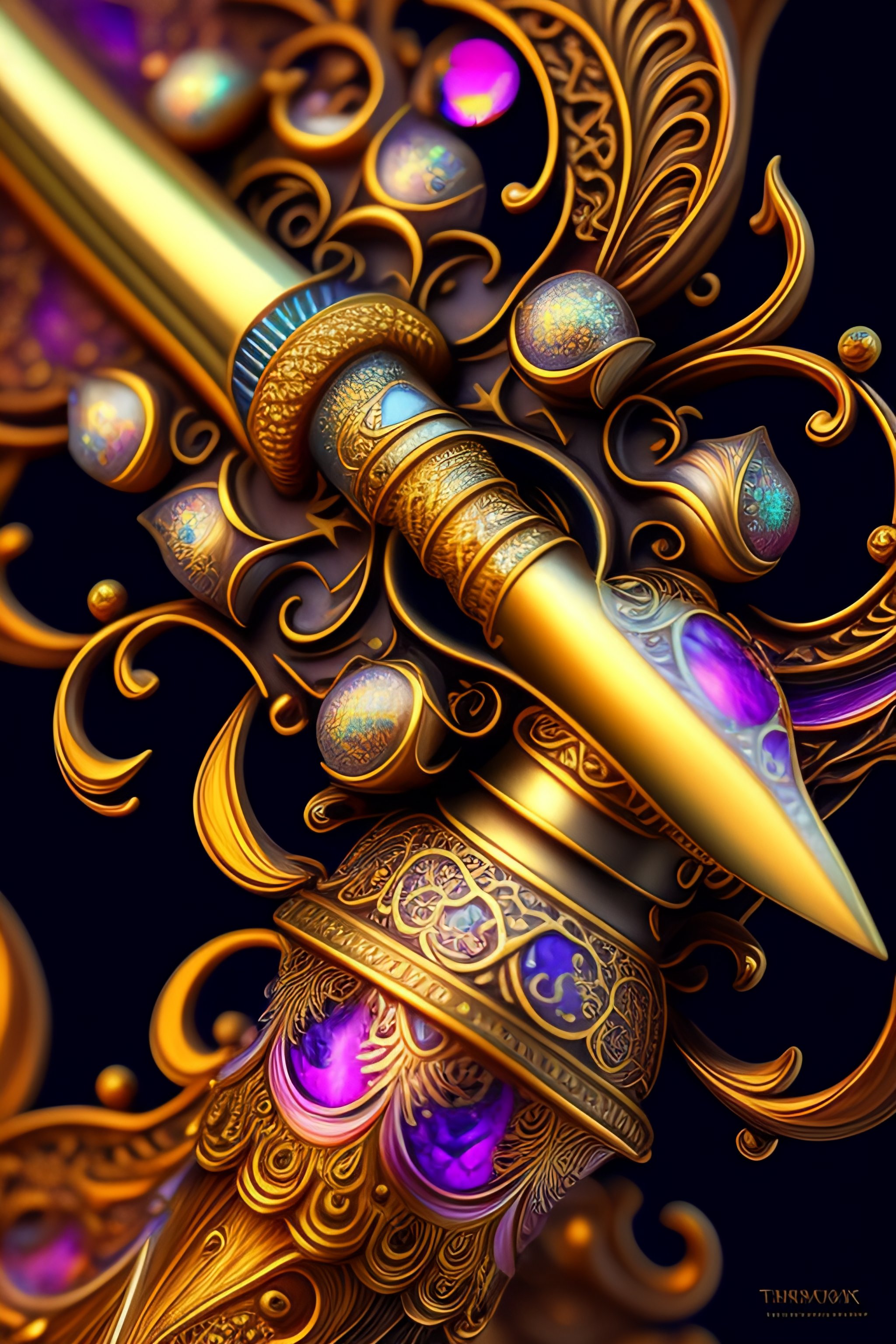Lexica - Beautiful Whimsical art nouveau steampunk sword, swirls ...