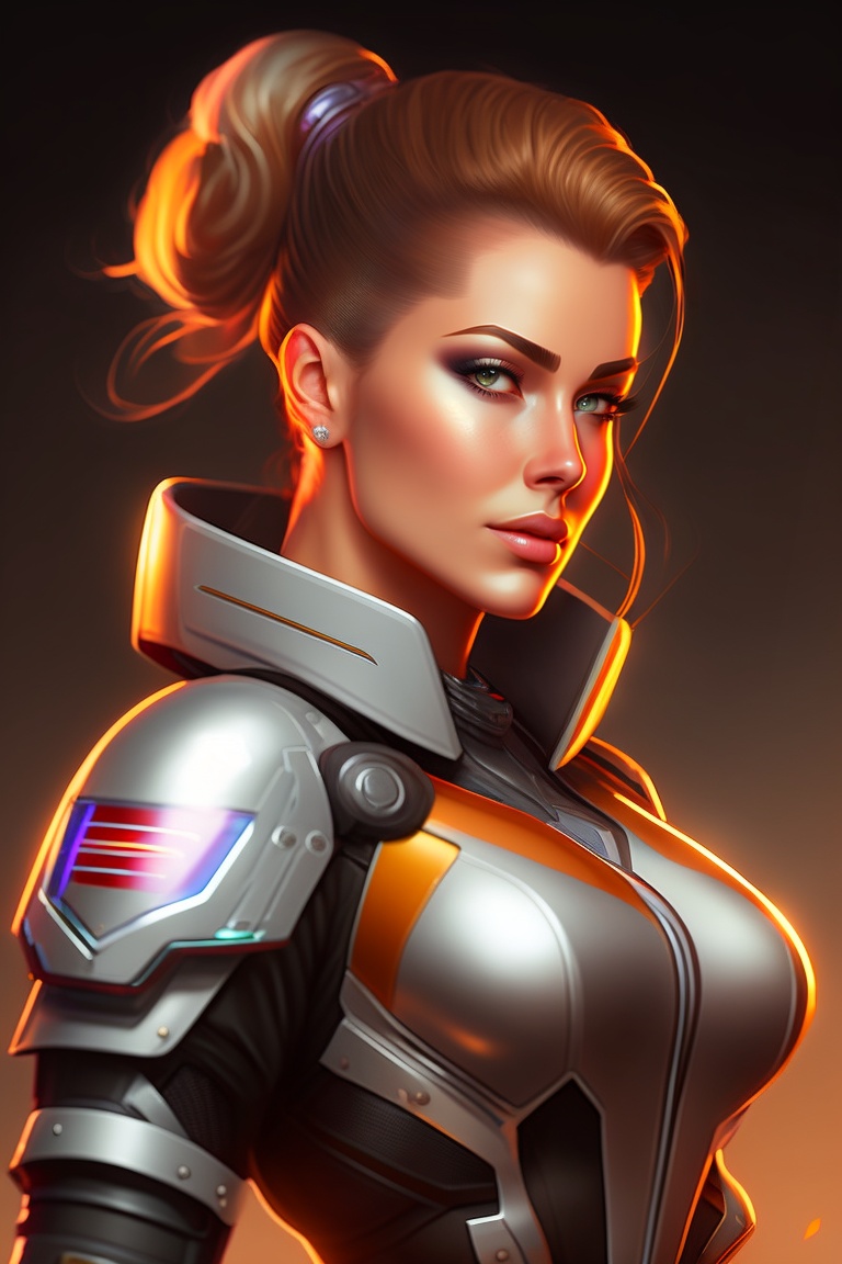Lexica - Female cyborg commander in cargo plabe, hyperdetailed, comic style