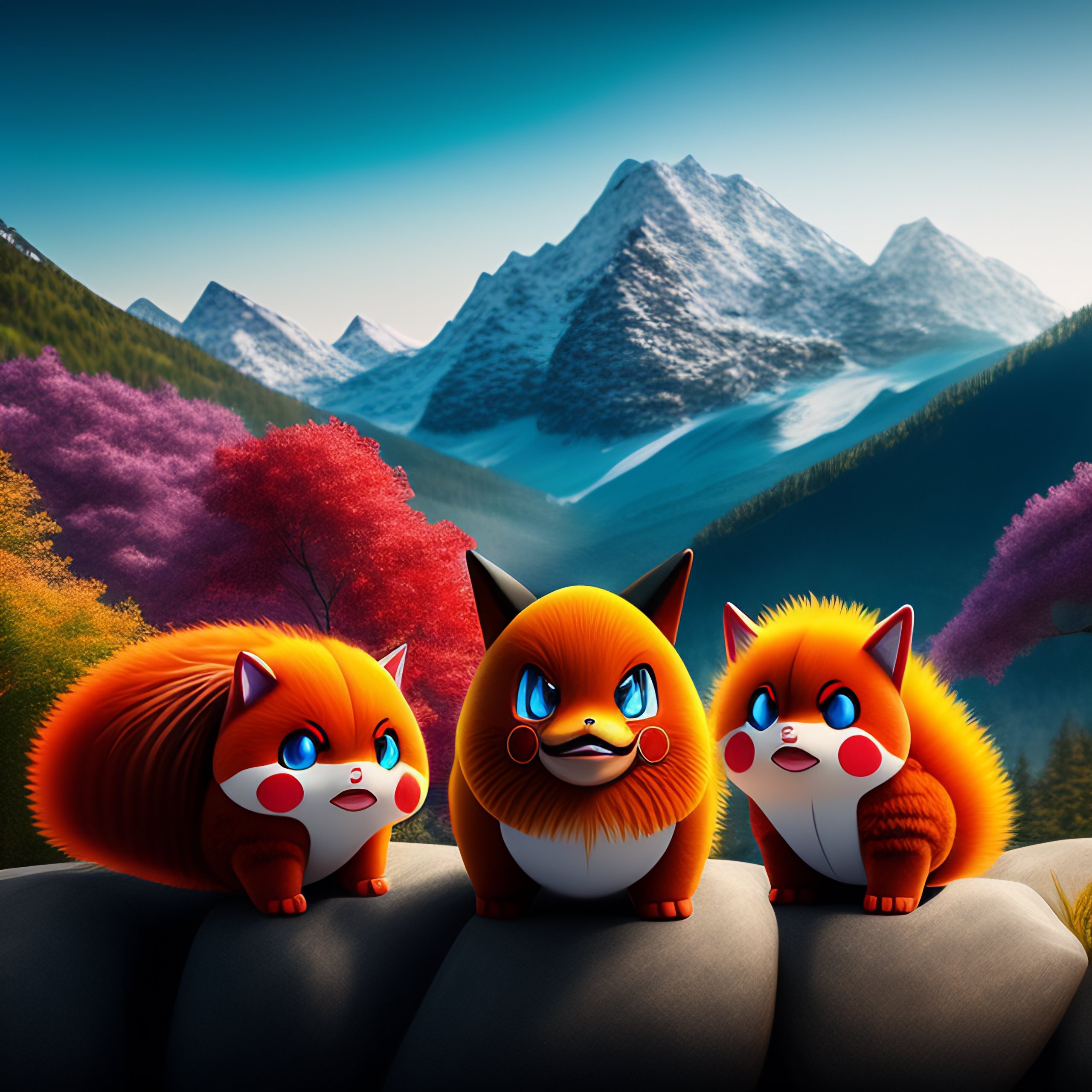 Lexica - Pokemon in the mountain photo, 4k hd photo, sharp photo ...