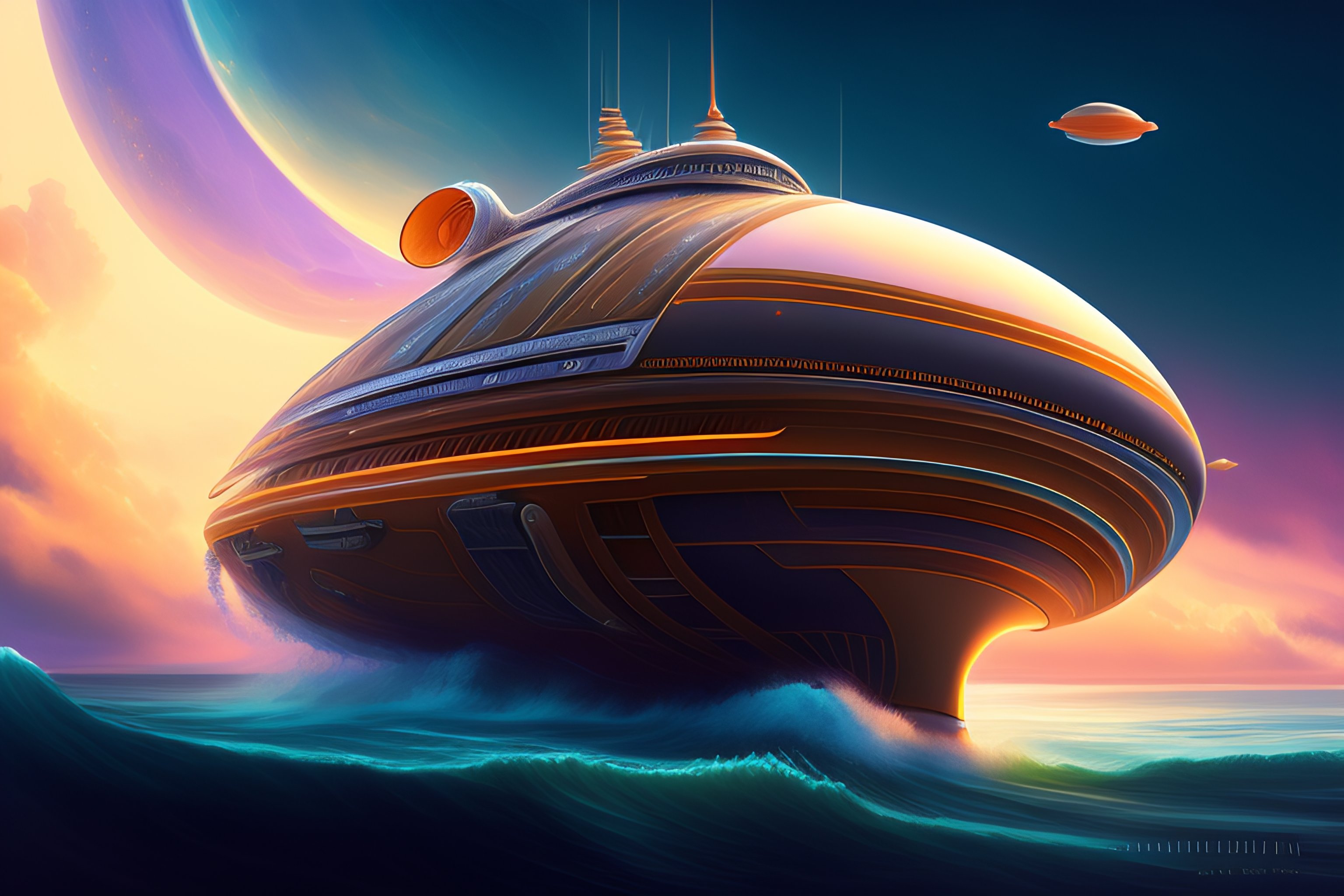 Lexica - Nautilus sea shell spaceship, digital painting, WLOP, natural ...