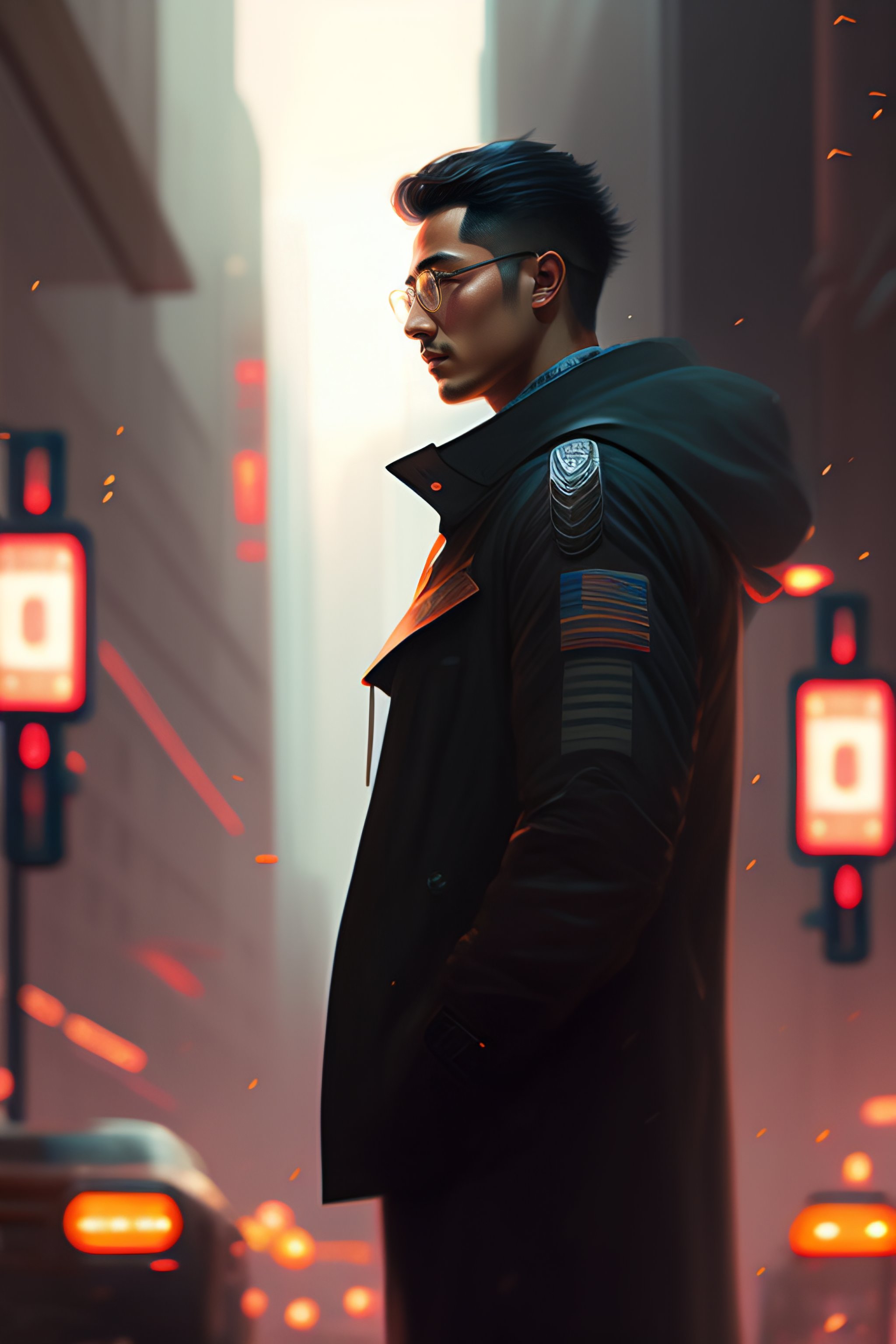 Lexica - Male Cyborg, Horror, One human eye, professional majestic oil ...